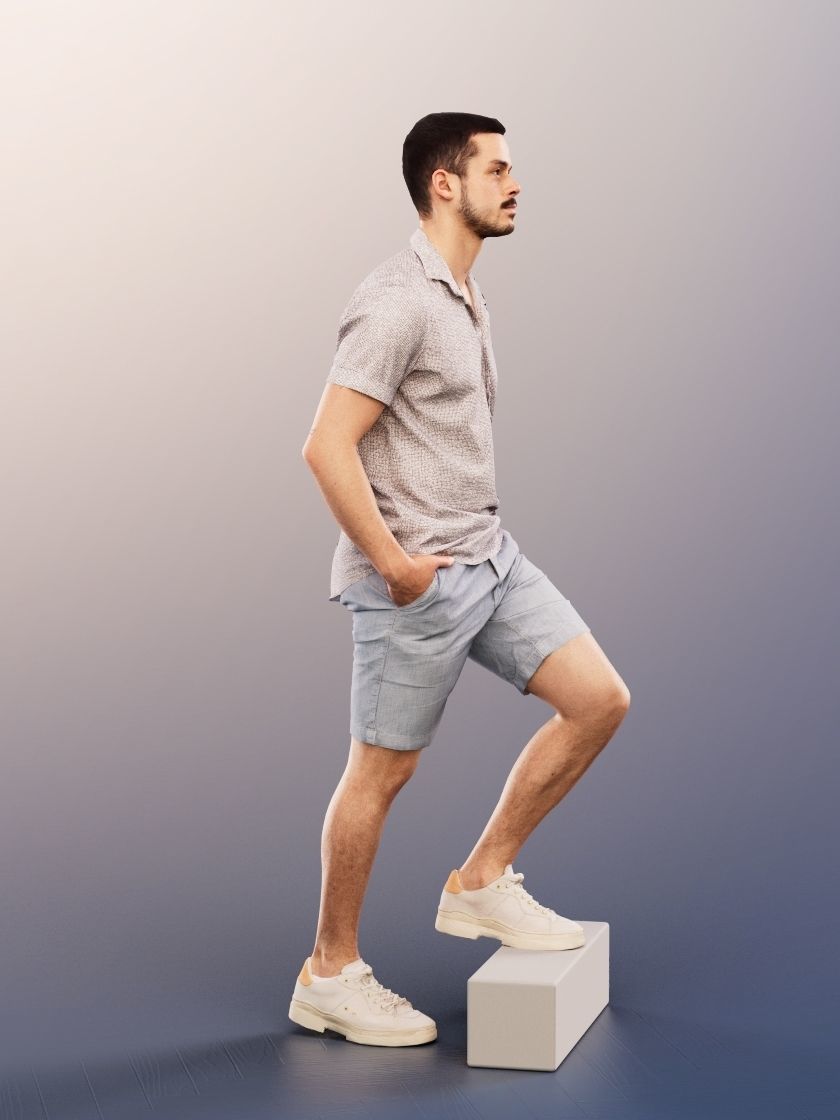 3D model Sandro 13272 - Man In Summer Outfit Walking Up Stairs VR / AR / low-poly | CGTrader
