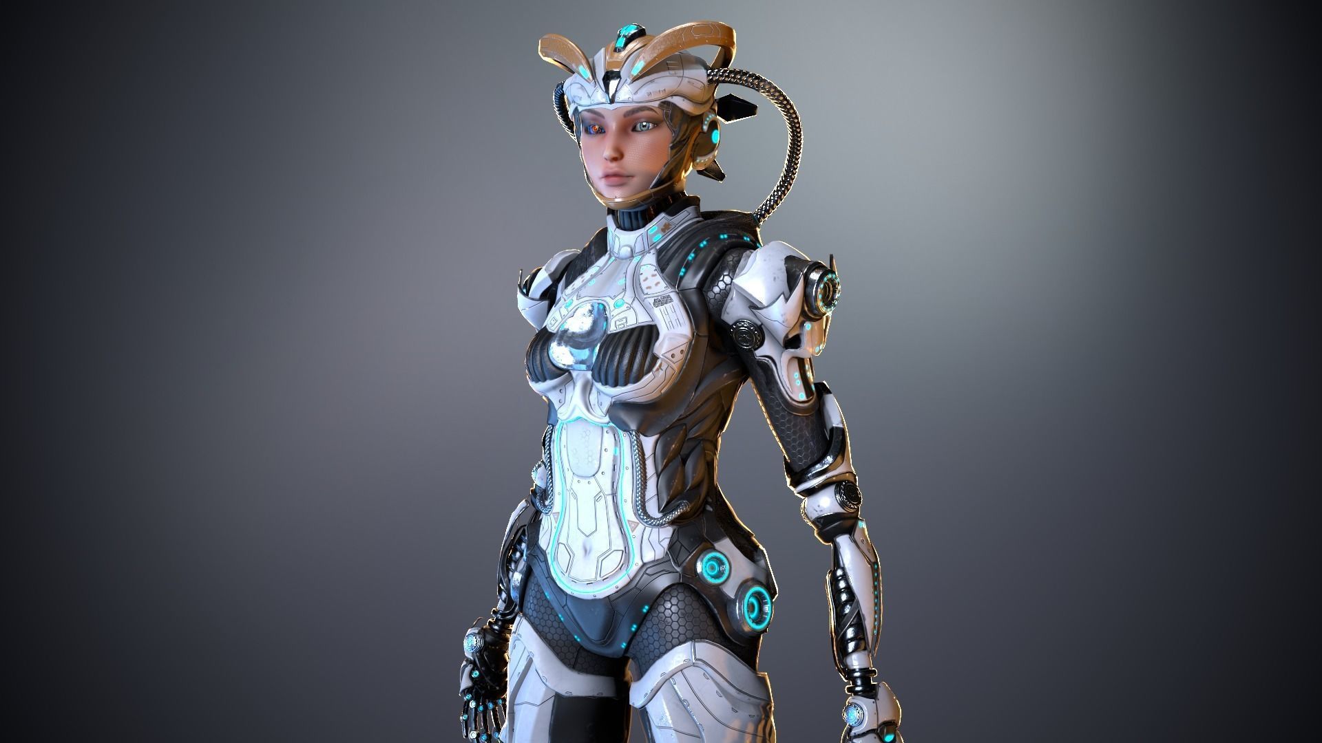 3D model Cyborg cobalt girl VR / AR / low-poly | CGTrader