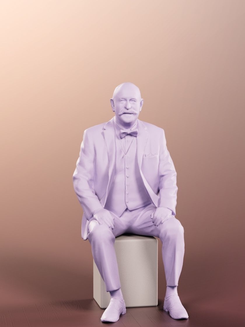 3D model Eddie 12919 - Sitting Elegant Older Man VR / AR / low-poly | CGTrader