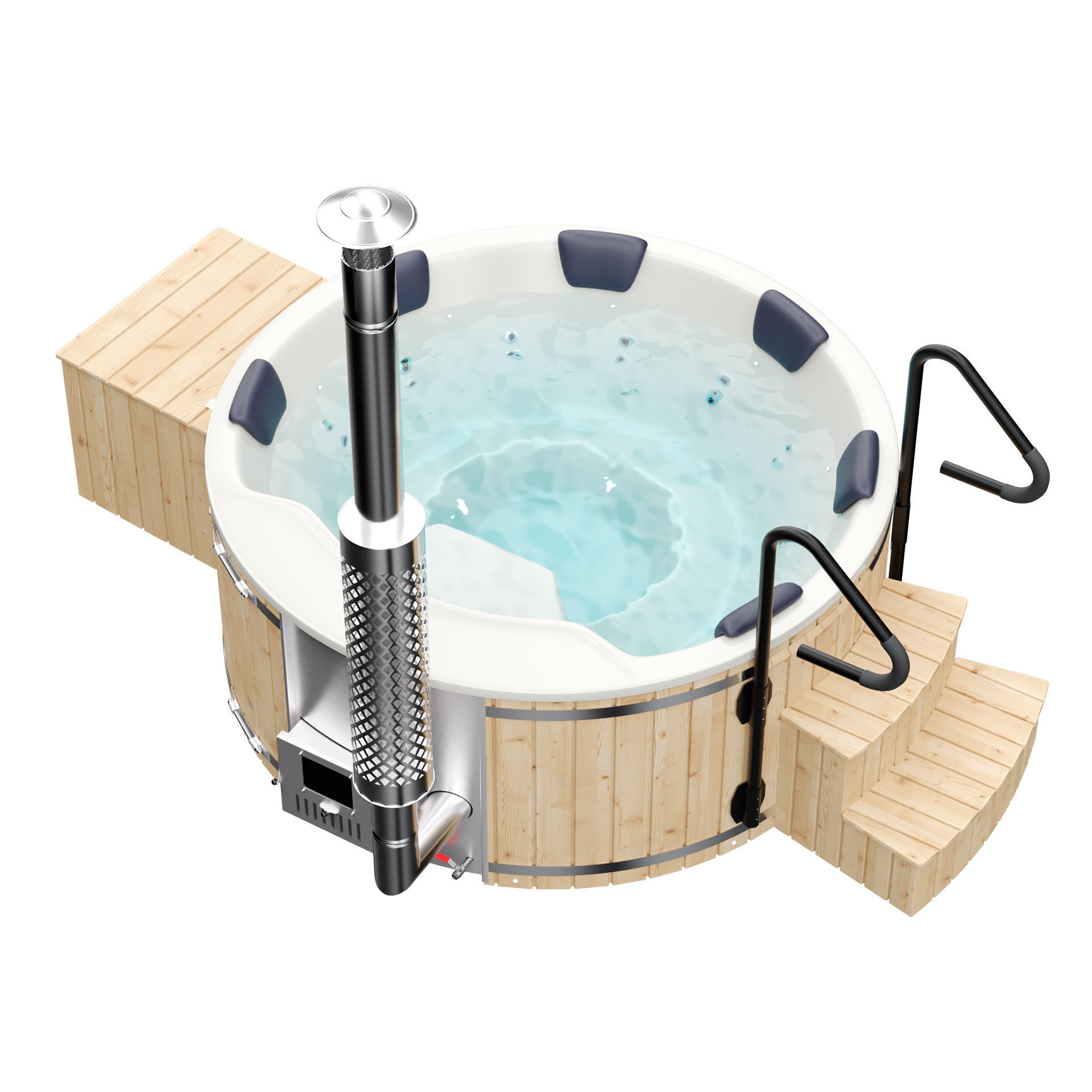 Round Barrel Hot Tub Jacuzzi 3D model | CGTrader