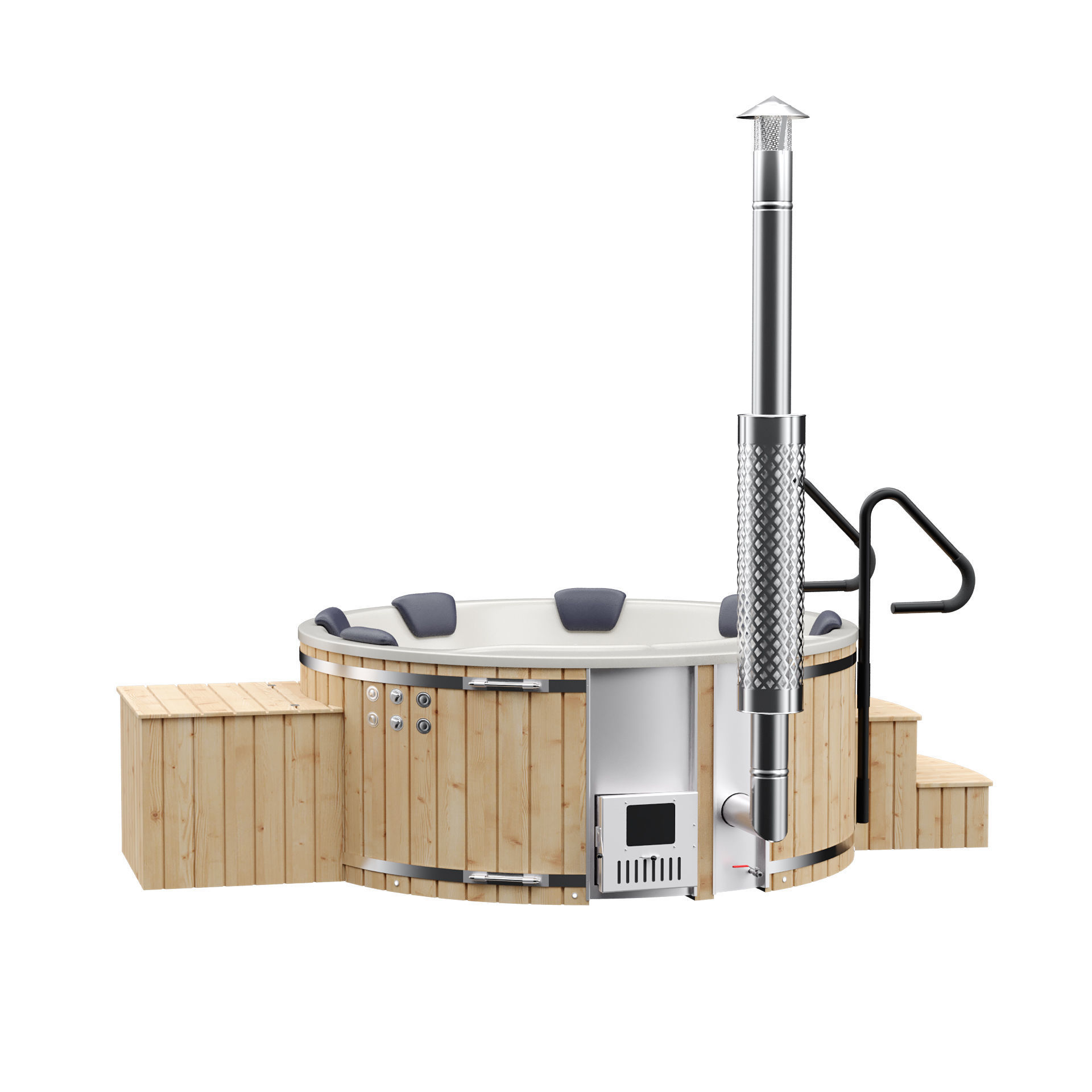 Round Barrel Hot Tub Jacuzzi 3D model | CGTrader