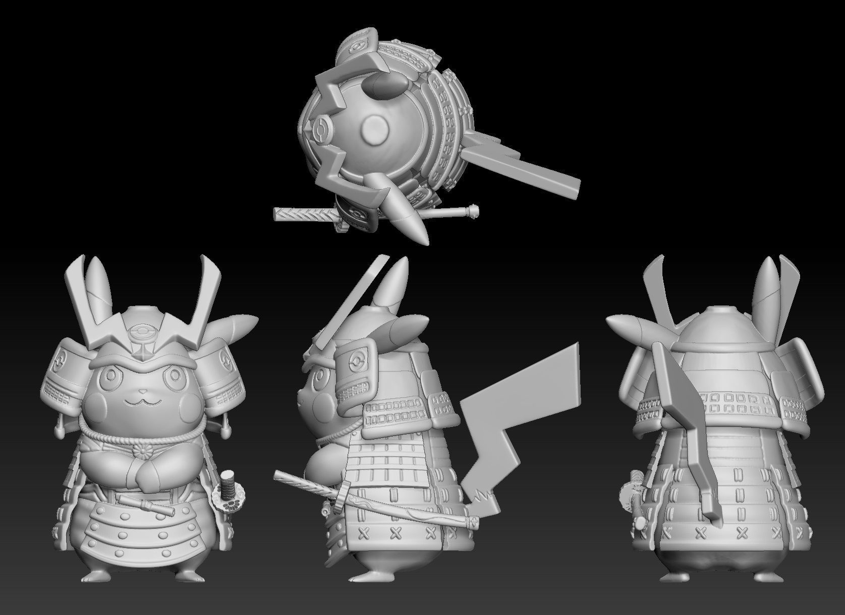 Pokemon Pikachu Cosplay Samurai 3D model 3D printable | CGTrader