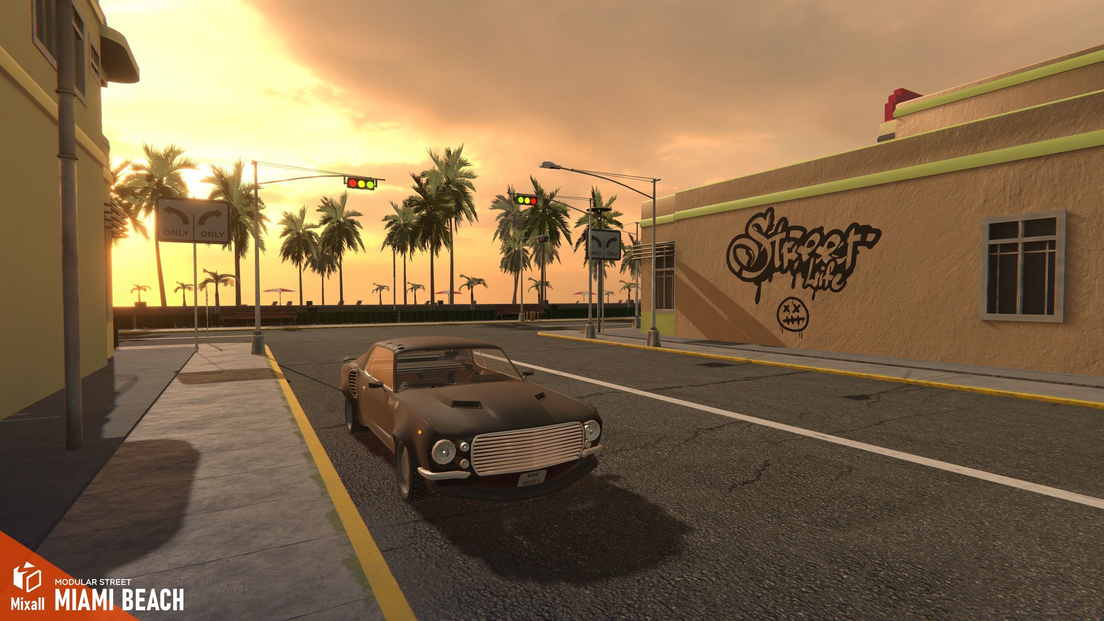 3D model Miami beach - modular street VR / AR / low-poly | CGTrader