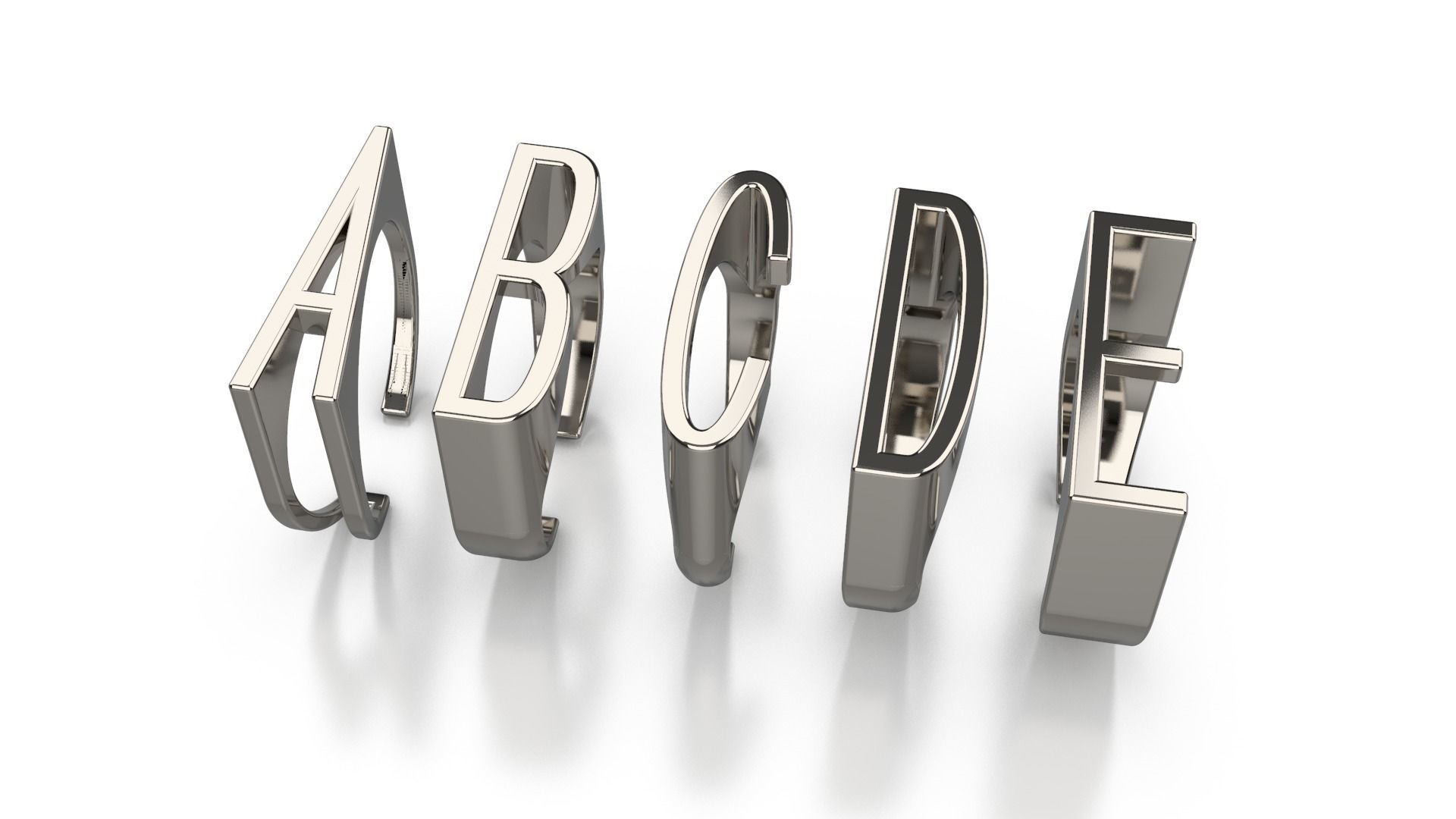 adjustable initial letter ring alphabet 3D model 3D printable | CGTrader