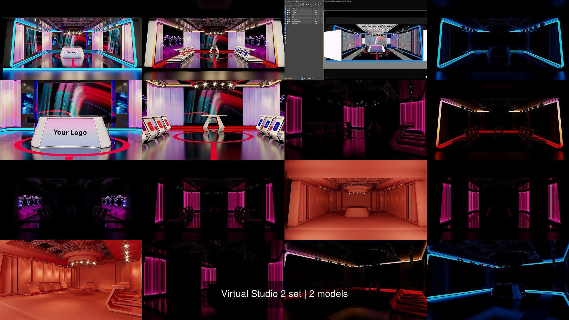 3D Model Collection Virtual Studio 2 set VR / AR / low-poly | CGTrader