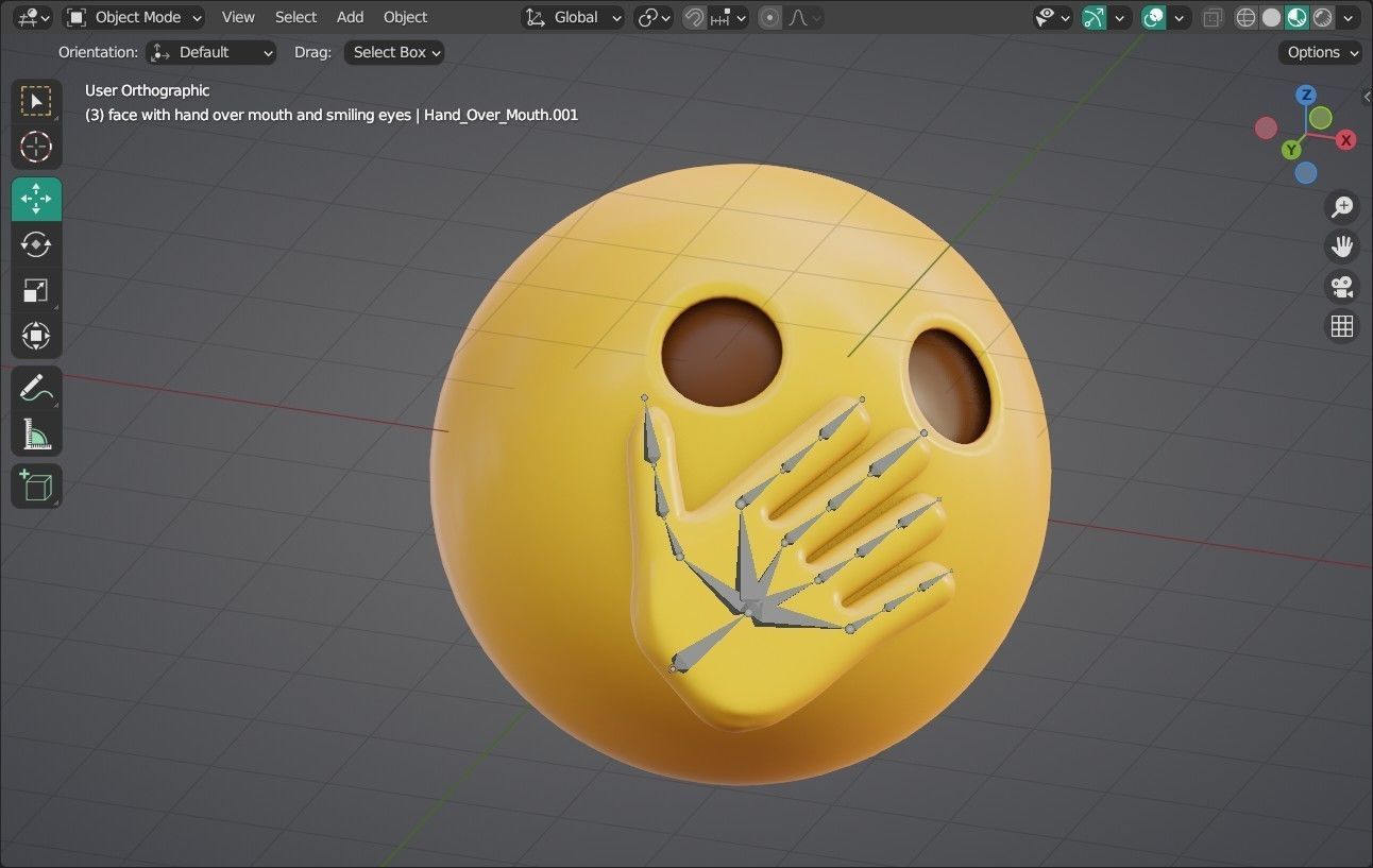3D model Face with Open Eyes and Hand over Mouth Animated Emoji VR / AR ...