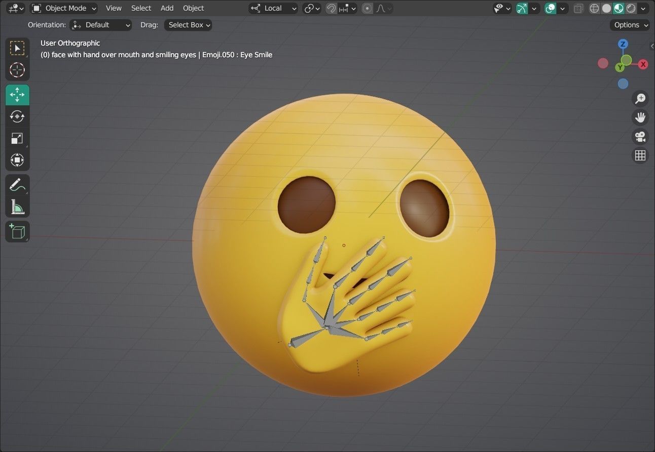 3D model face with hand over mouth and smiling eyes Animated Emoji VR ...