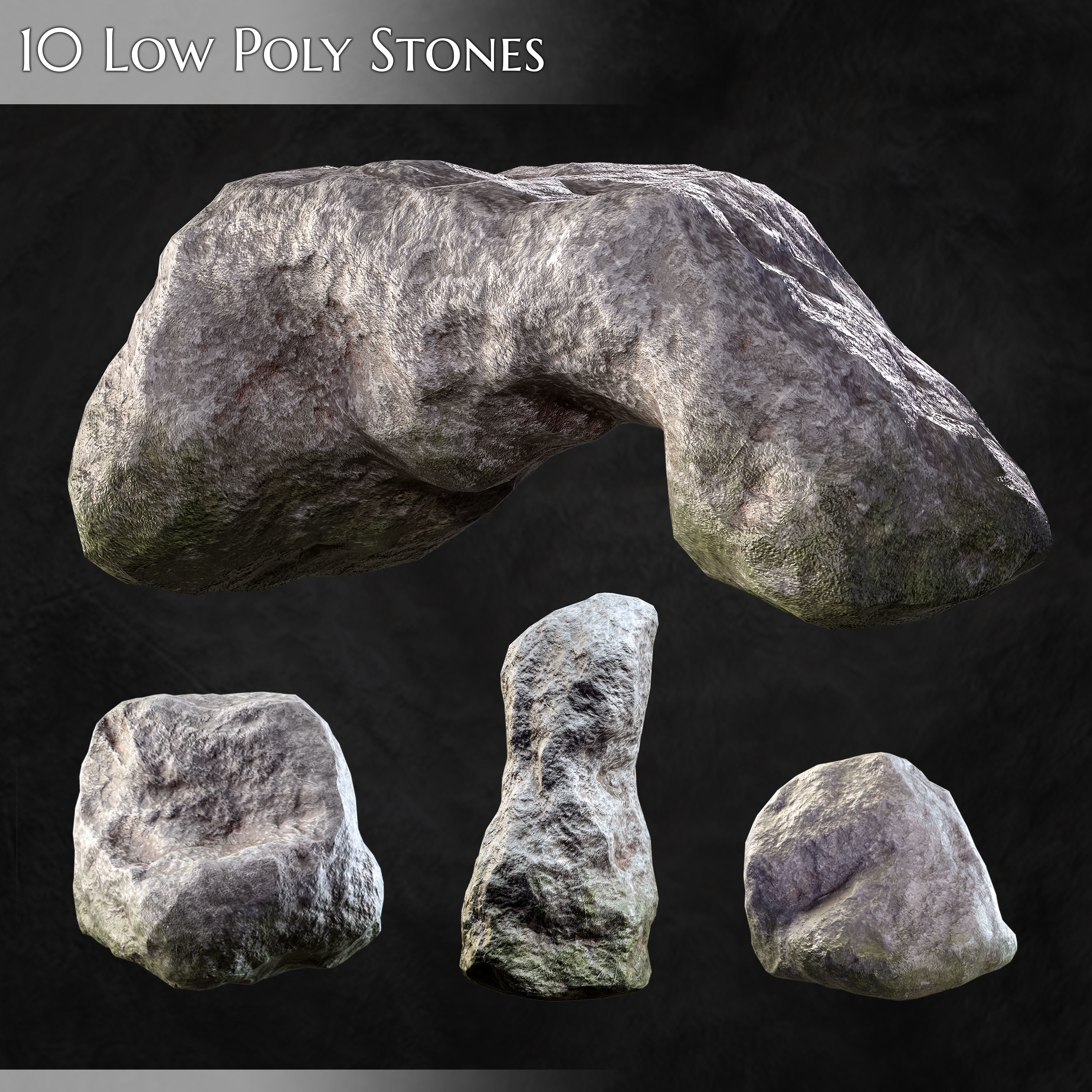 10 Low Poly Stone 3D model | CGTrader