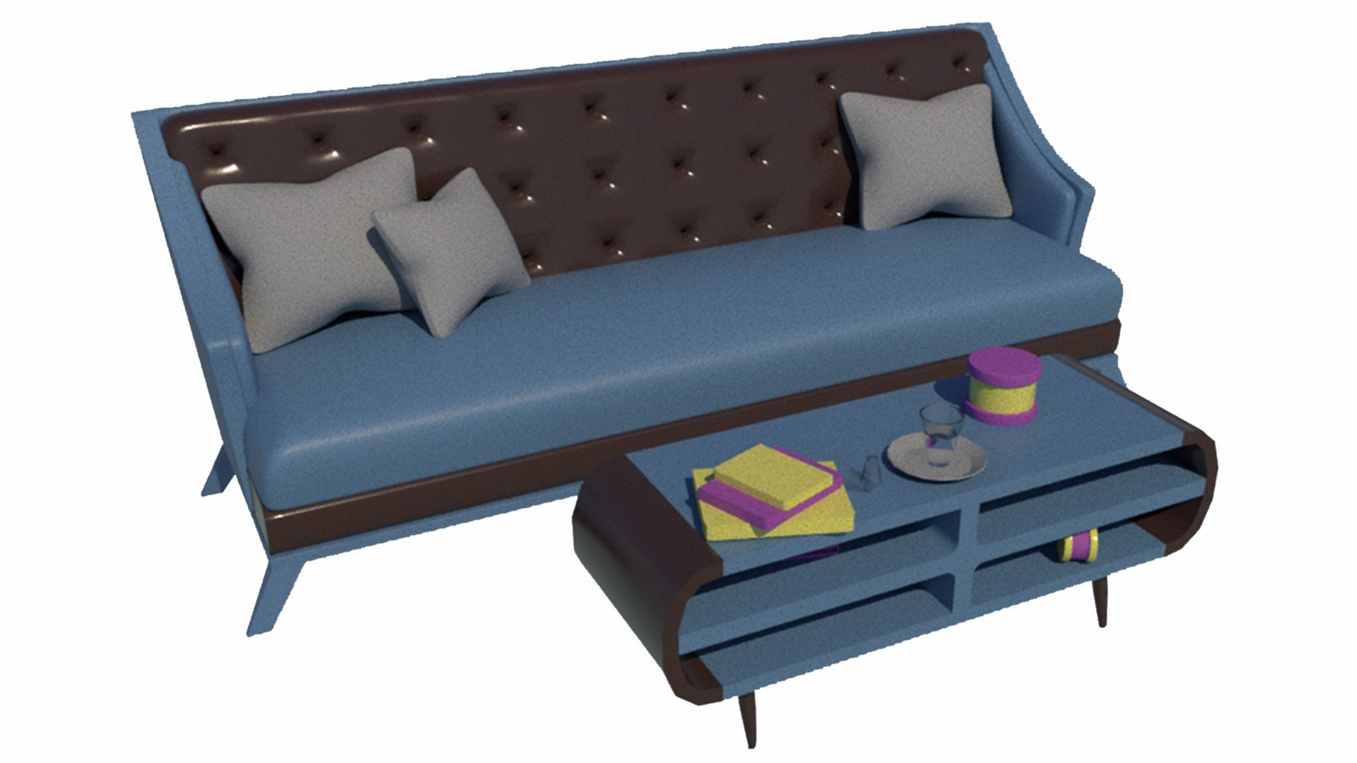 3D model Modern Sofa And Table Set VR / AR / low-poly | CGTrader