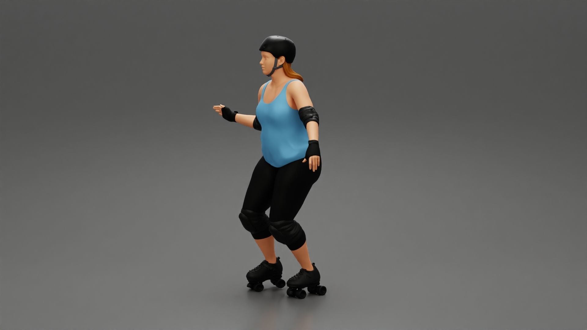 overweight derby girl roller skating 3D model 3D printable | CGTrader