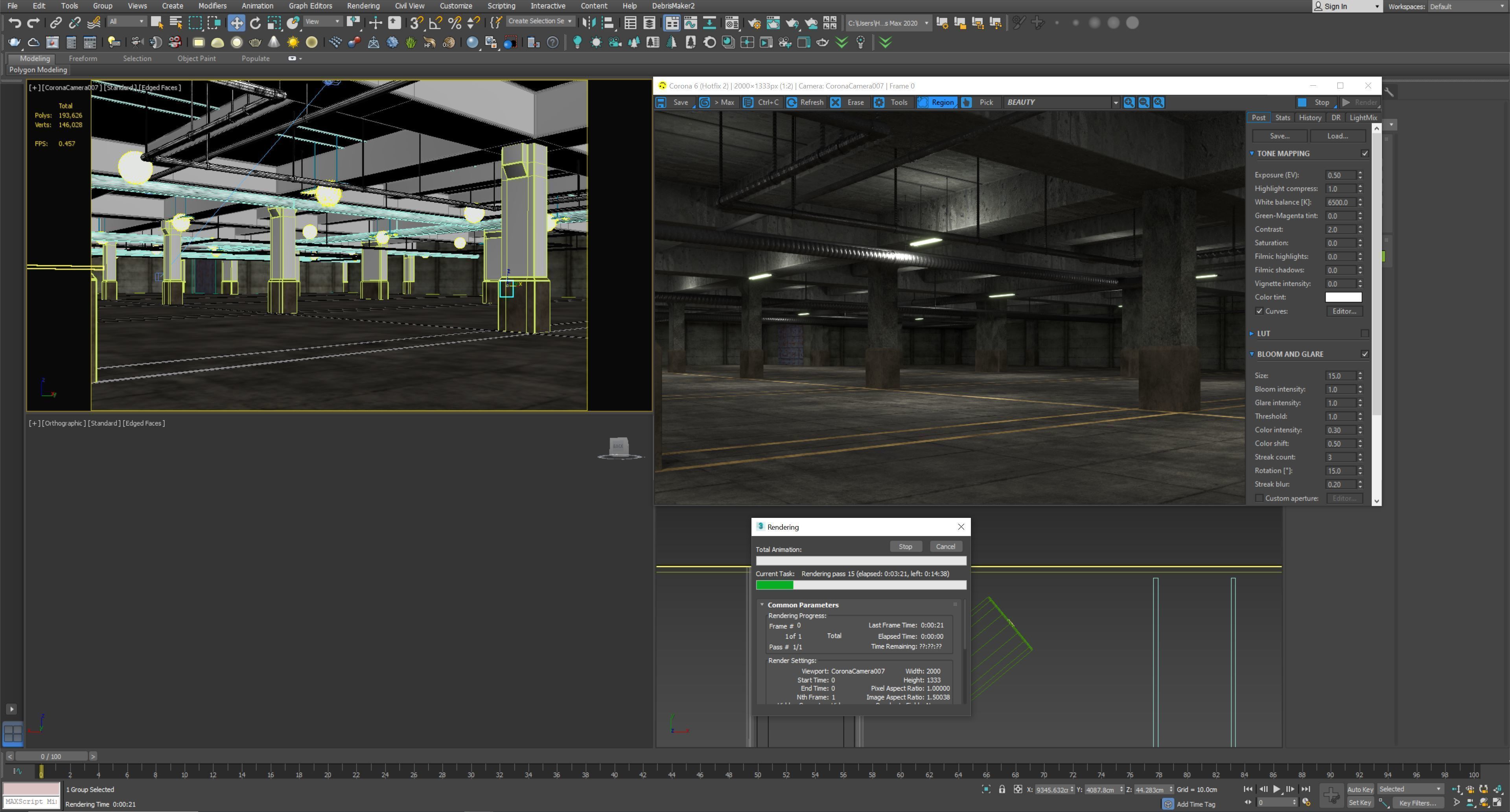 3D model basement low poly underground parking 02 VR / AR / low-poly ...