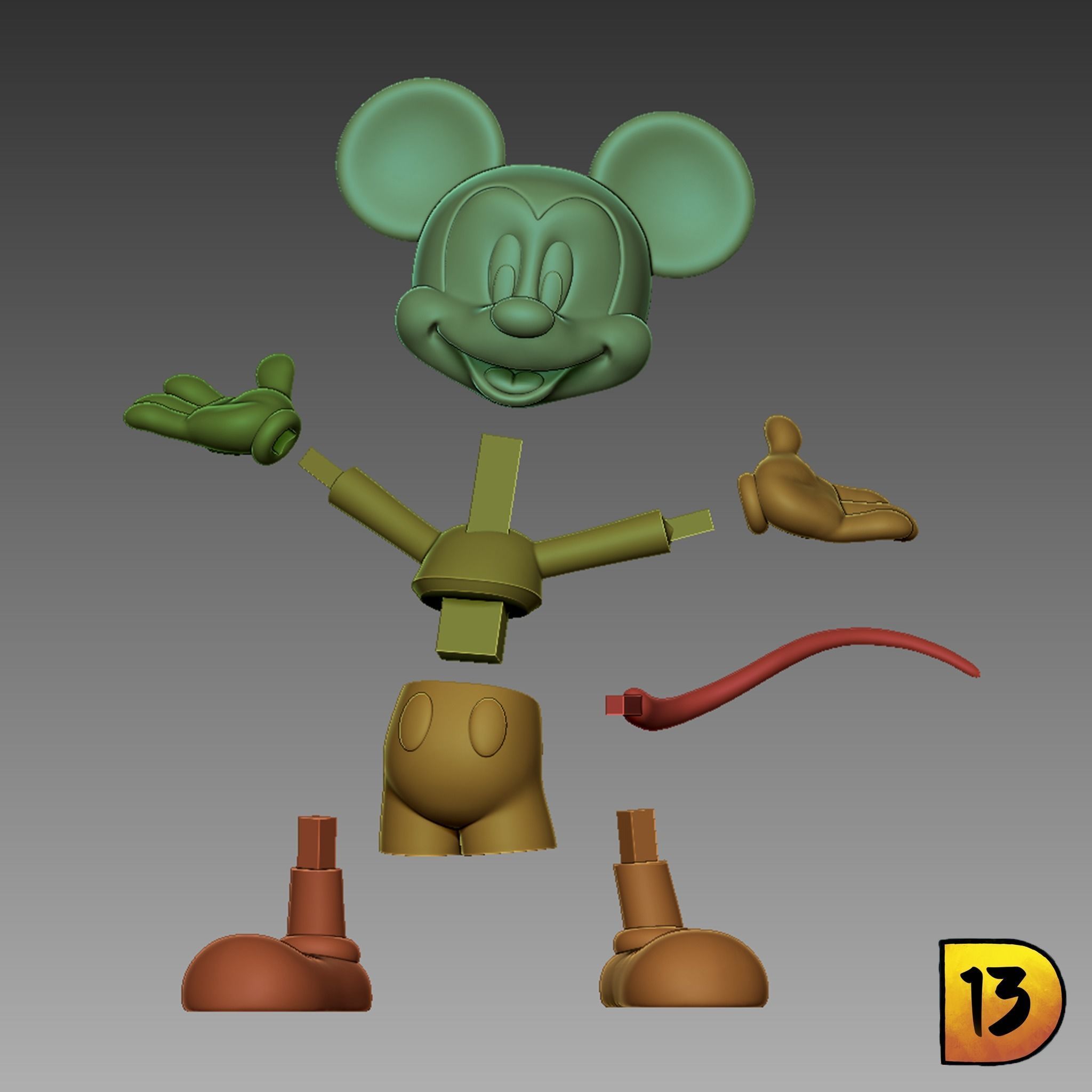 MiniPrint 001 - Mickey Mouse 3D model 3D printable | CGTrader