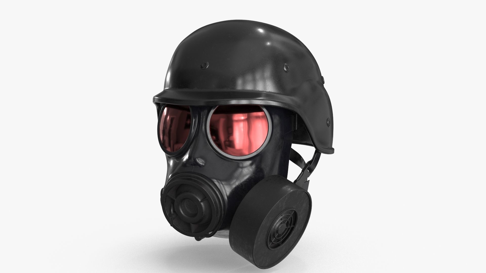 3D model Gas Mask Red Mirrored and Helmet VR / AR / low-poly | CGTrader