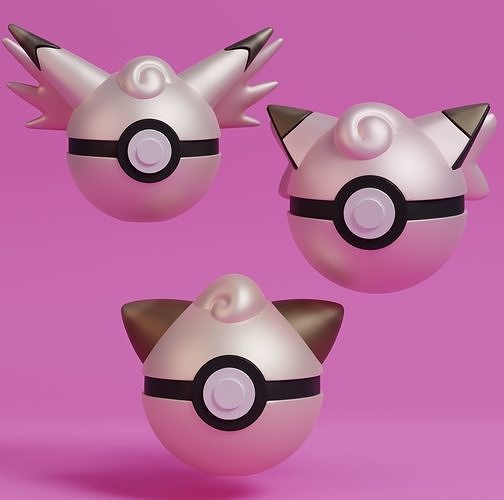 Pokemon Cleffa Clefairy Clefable Pokeball 3D model 3D printable | CGTrader