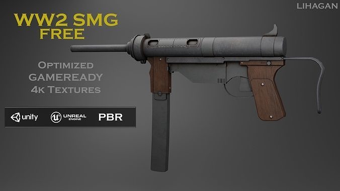 WW2 SMG Gamready Model free VR / AR / low-poly 3D model | CGTrader
