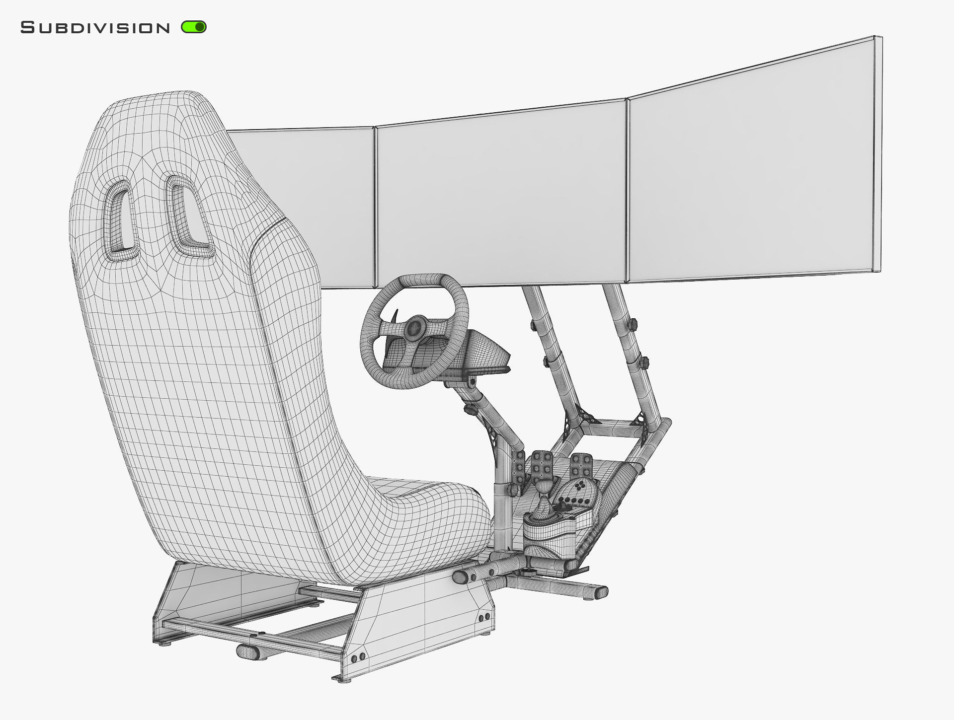 Racing Game Simulator Triple Display v 1 3D model | CGTrader