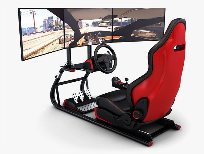 Racing Game Simulator Triple Display v 2 3D model | CGTrader