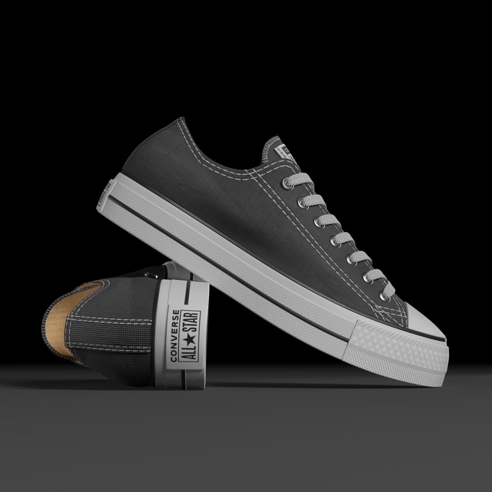 3D model Converse Shoes - All Star Classic - Charcoal - Lowpoly 3D ...