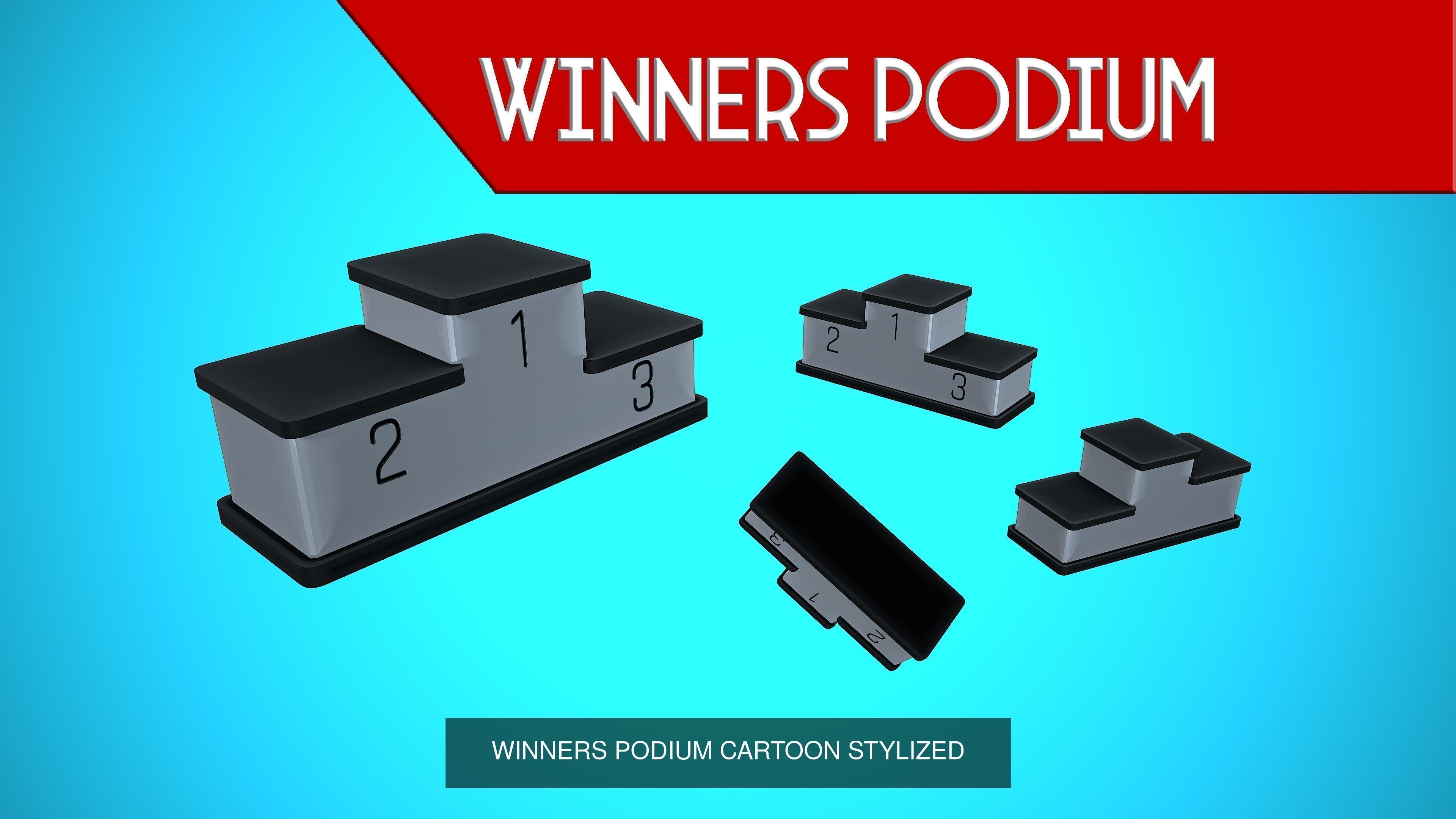 WINNERS PODIUM PACK CARTOON STYLIZED 3D Model Collection | CGTrader