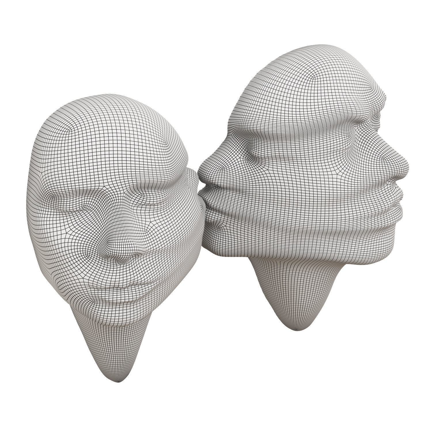 Bas-relief of a female male face-Kiss 3D model | CGTrader