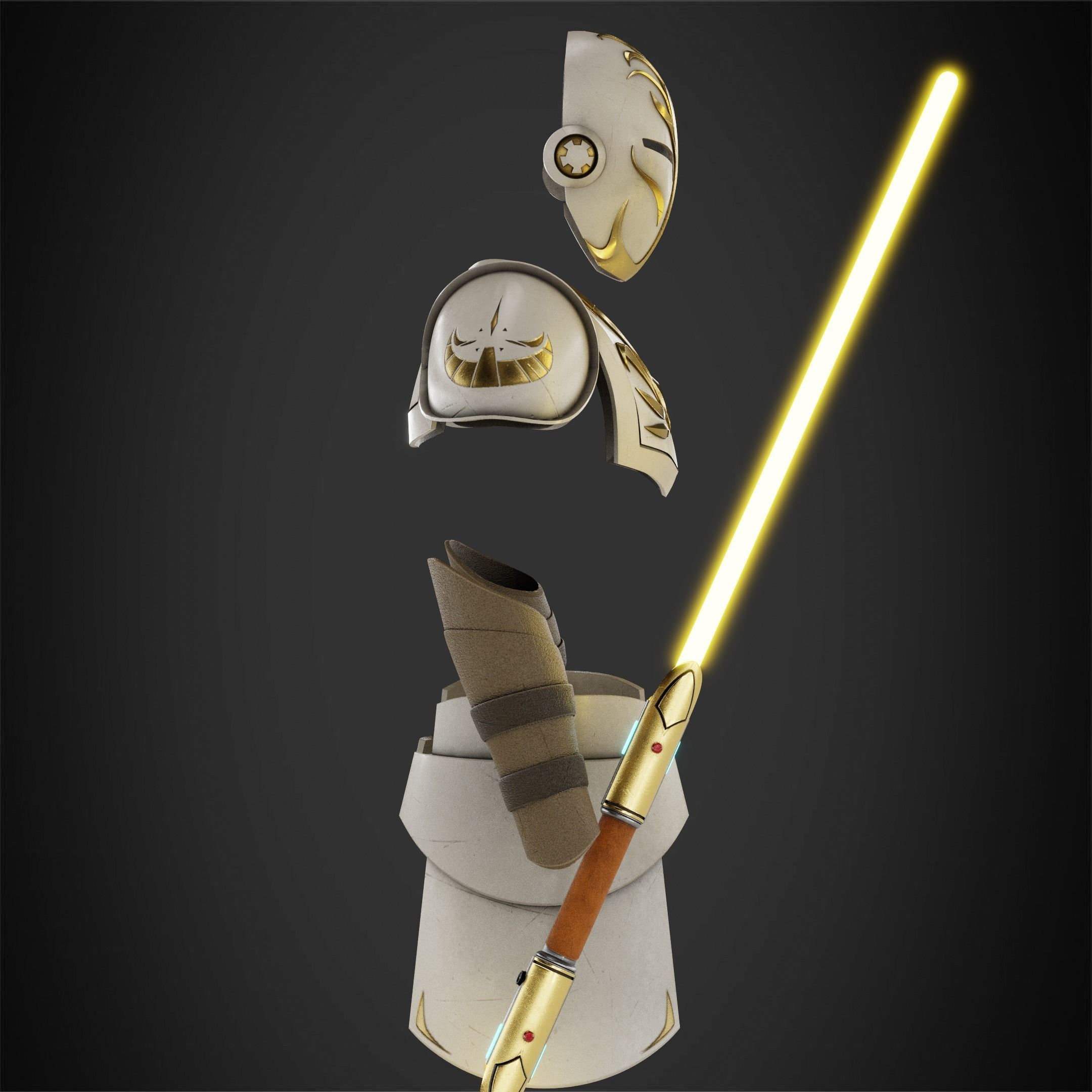 Jedi Temple Guard Full Armor and Lightsaber for Cosplay 3D Model ...
