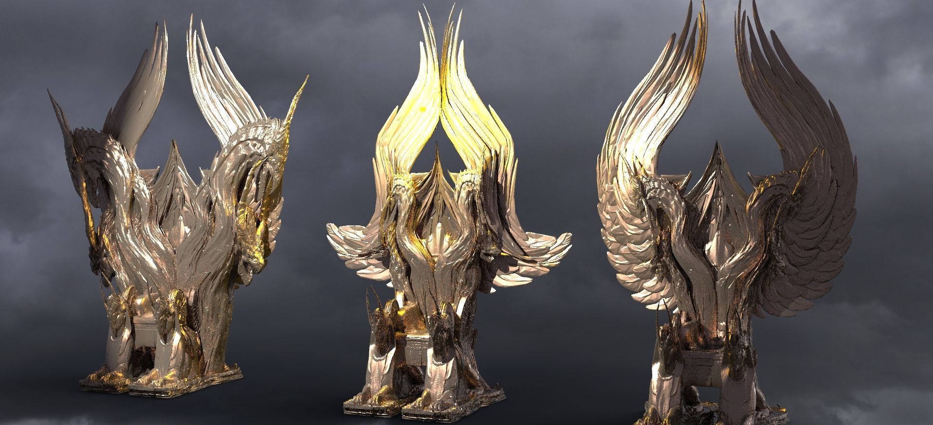 Gold Serpent Throne 8 designs 3D model | CGTrader