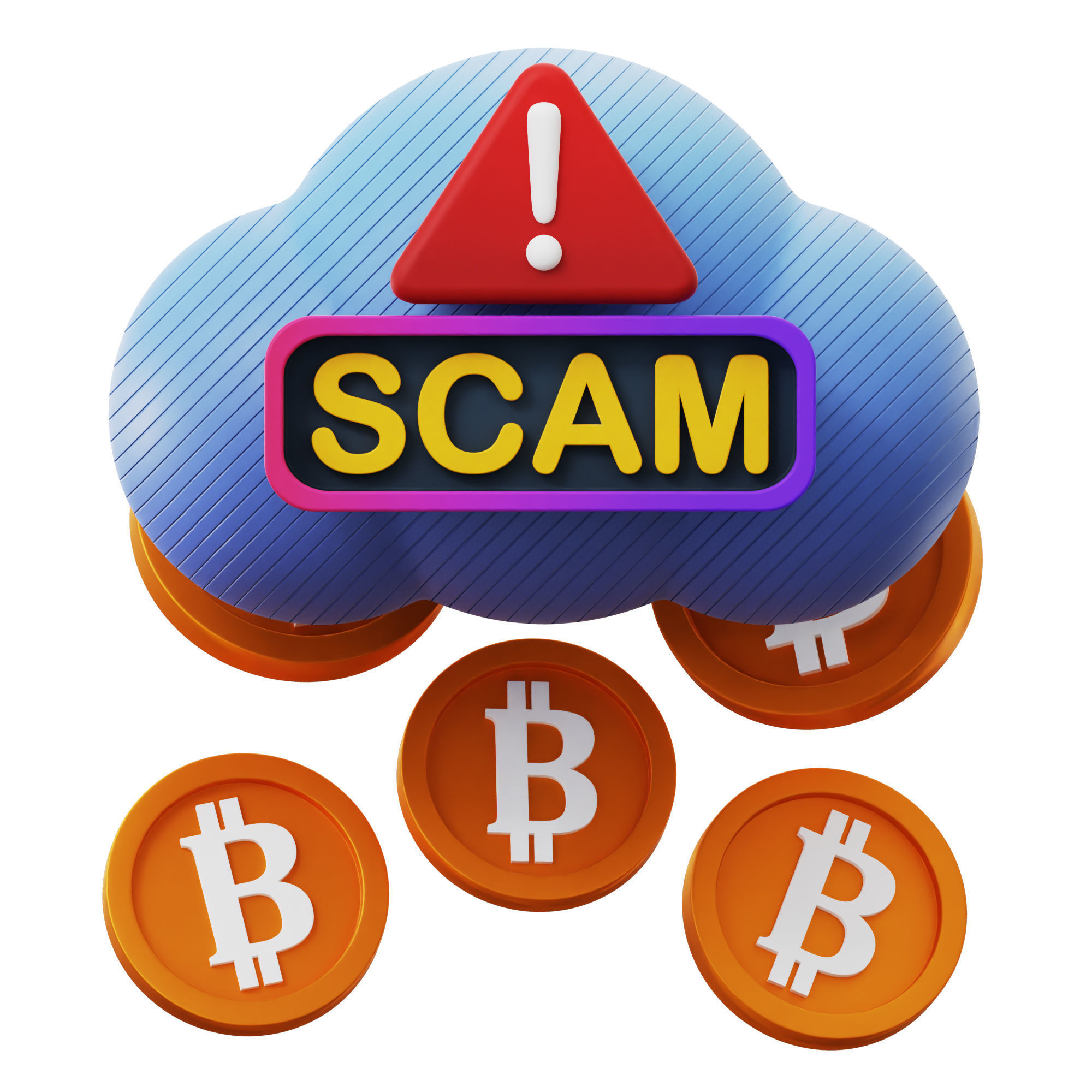 3D model 3d Bitcoin Fraud Scam VR / AR / low-poly | CGTrader