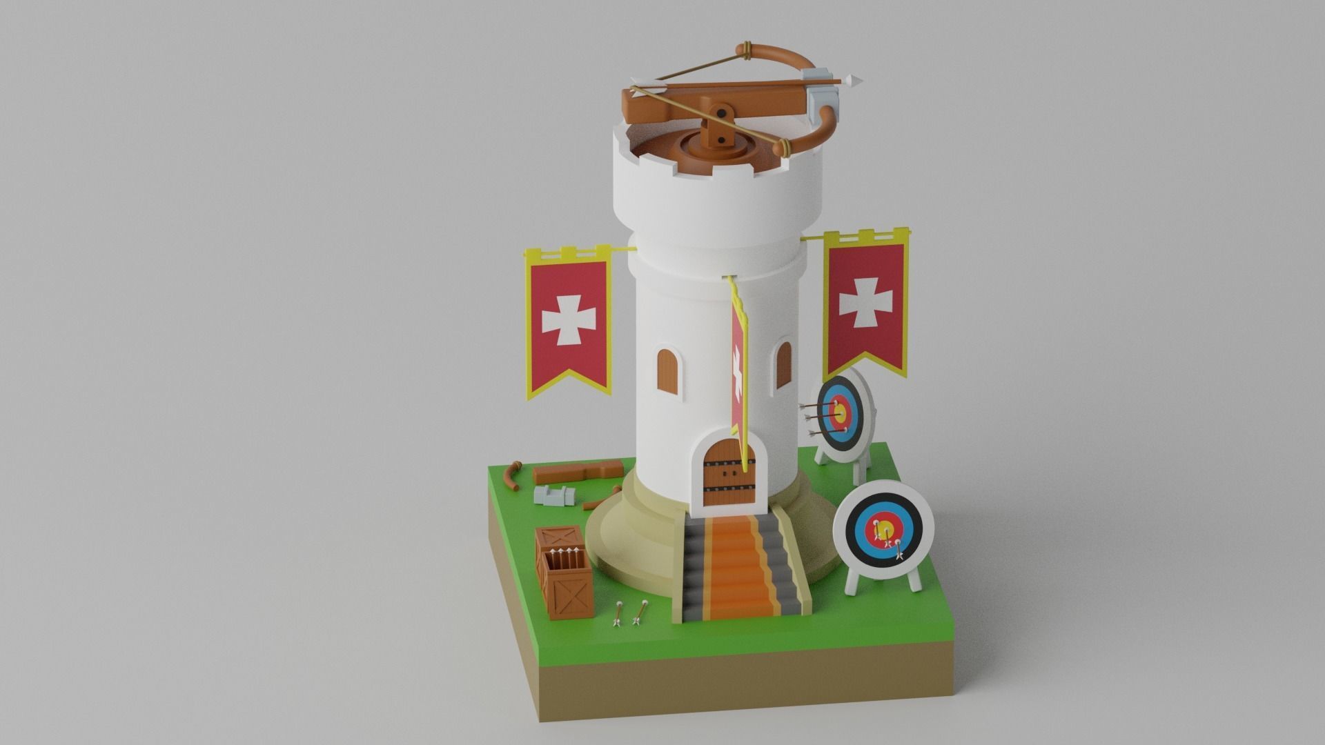 Cartoon Tower Defense Towers Collection A 3D model | CGTrader