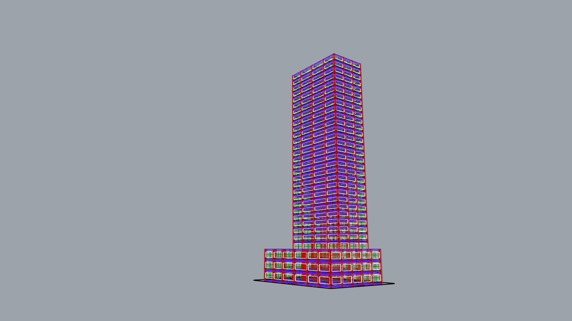 Reinforced concrete high-rise building 3D model | CGTrader