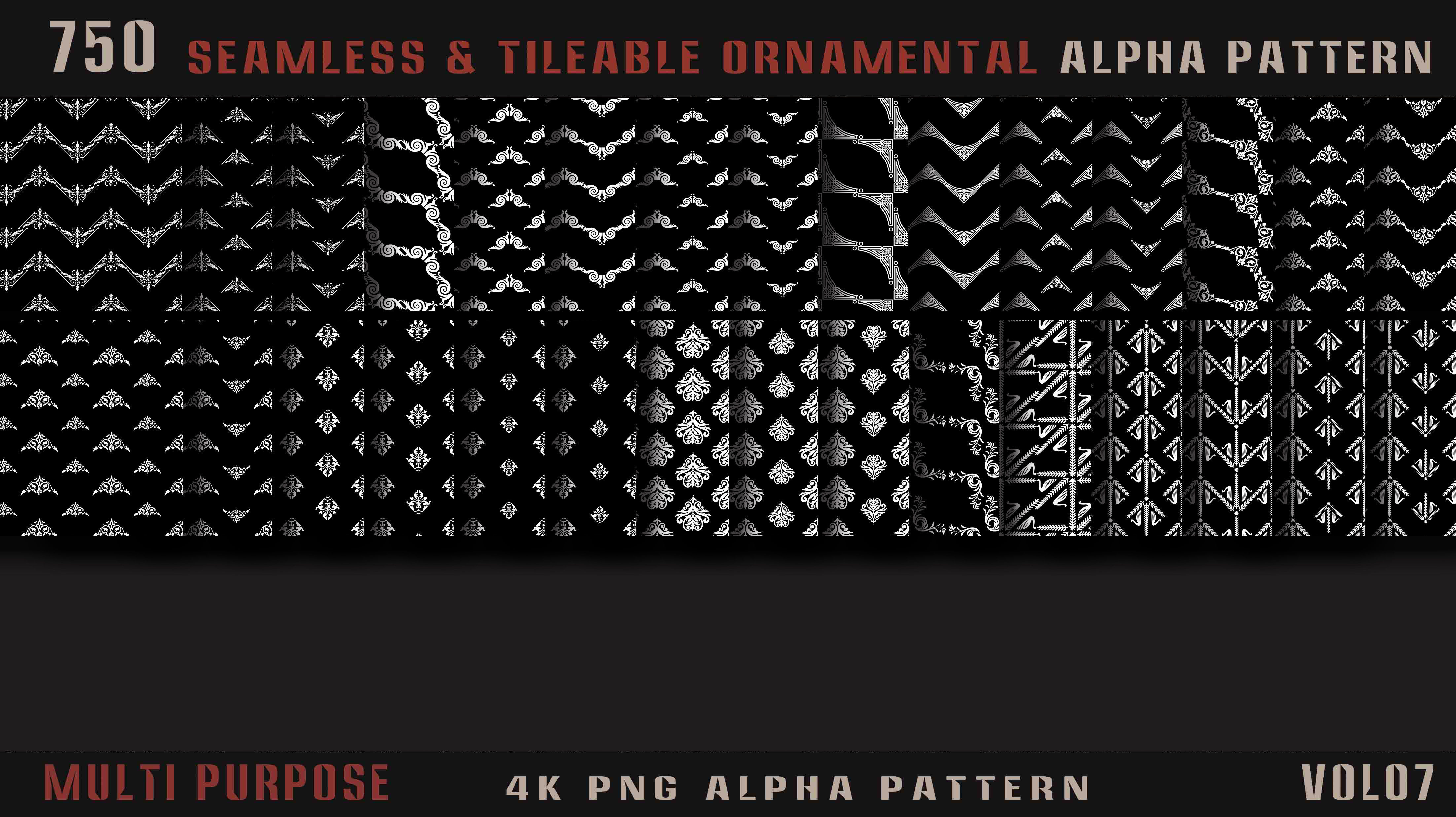 750 Seamless and Tile able Ornamental Alpha Pattern - Vol07 Texture ...