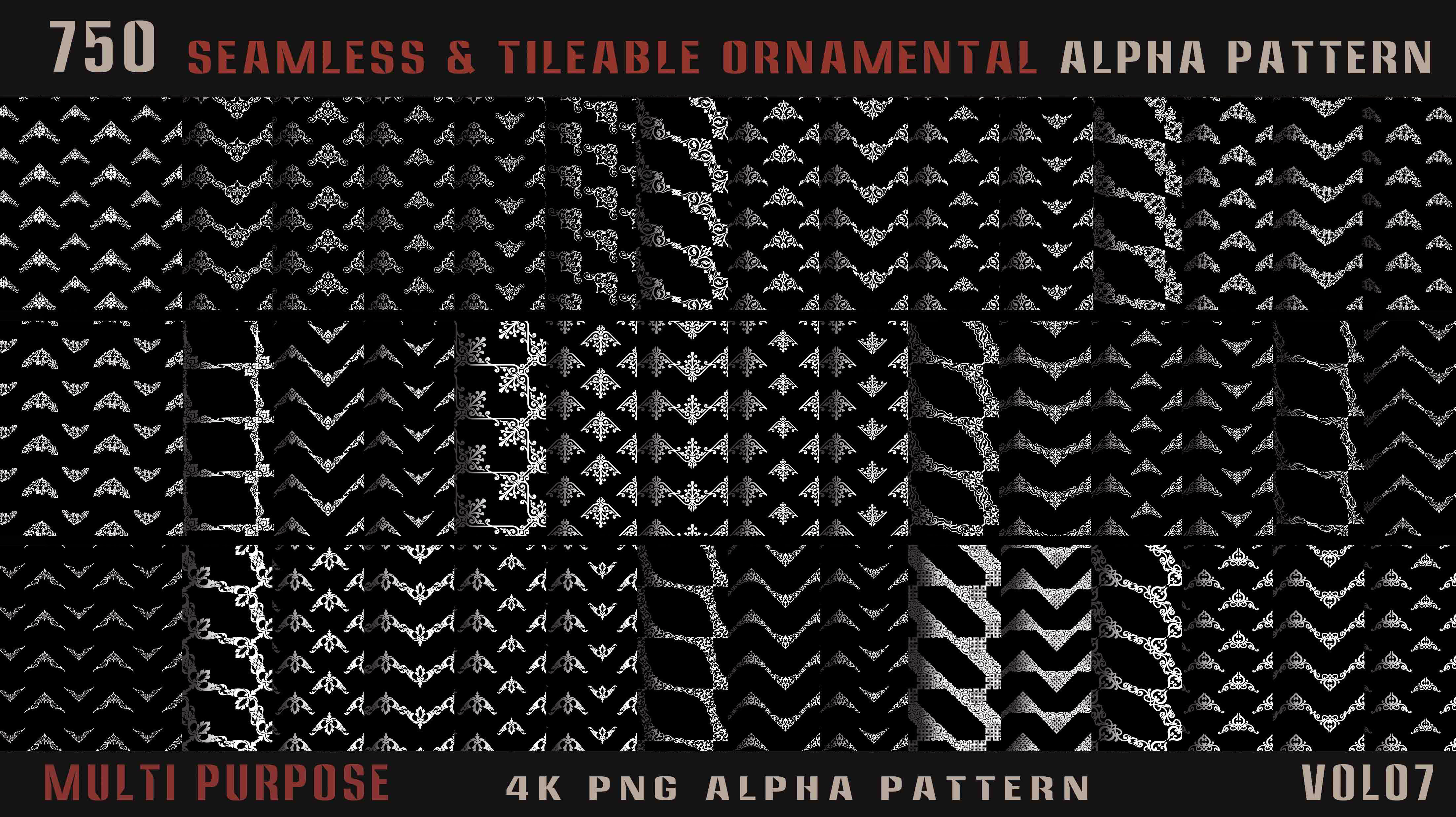 750 Seamless and Tile able Ornamental Alpha Pattern - Vol07 Texture ...
