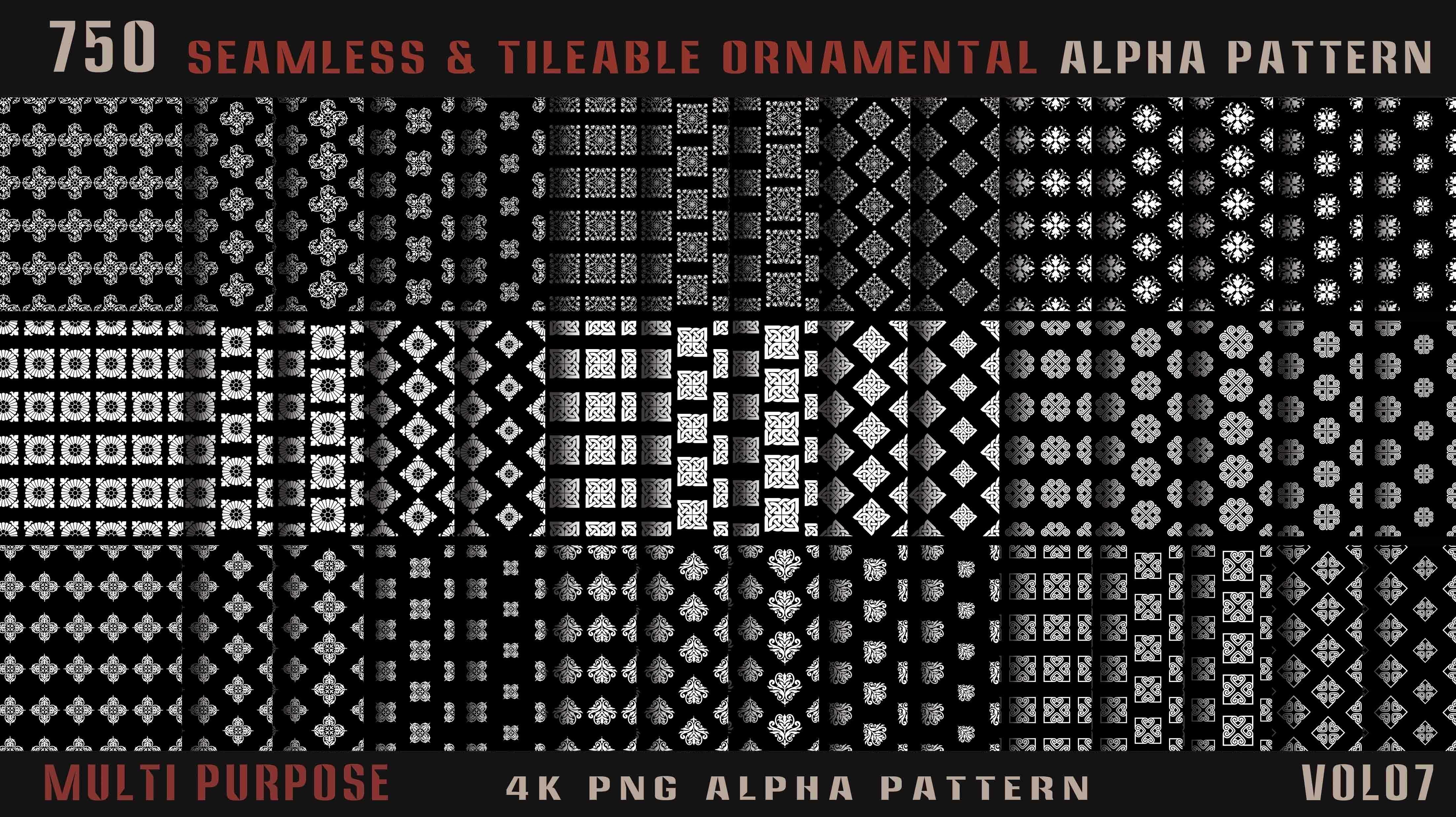 750 Seamless and Tile able Ornamental Alpha Pattern - Vol07 Texture ...