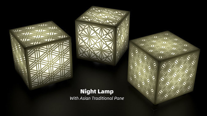 Night Lamp With Asian Traditional Pane 3D model 3D printable | CGTrader