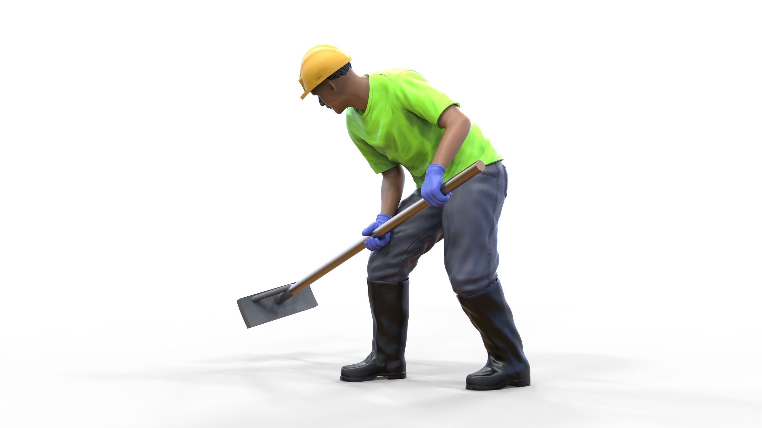 N10 Construction worker with shovel 3D model 3D printable | CGTrader