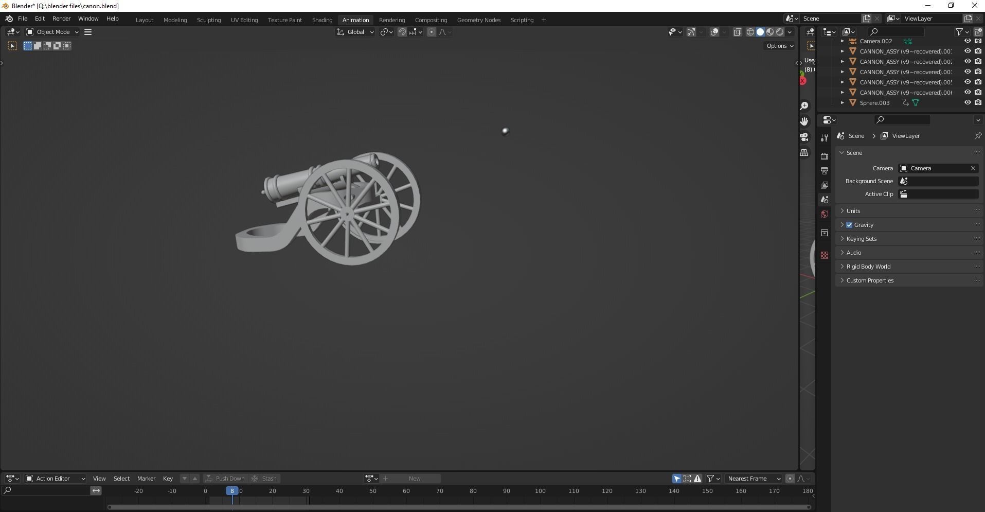 3D model CANON WITH ANIMATION VR / AR / low-poly | CGTrader