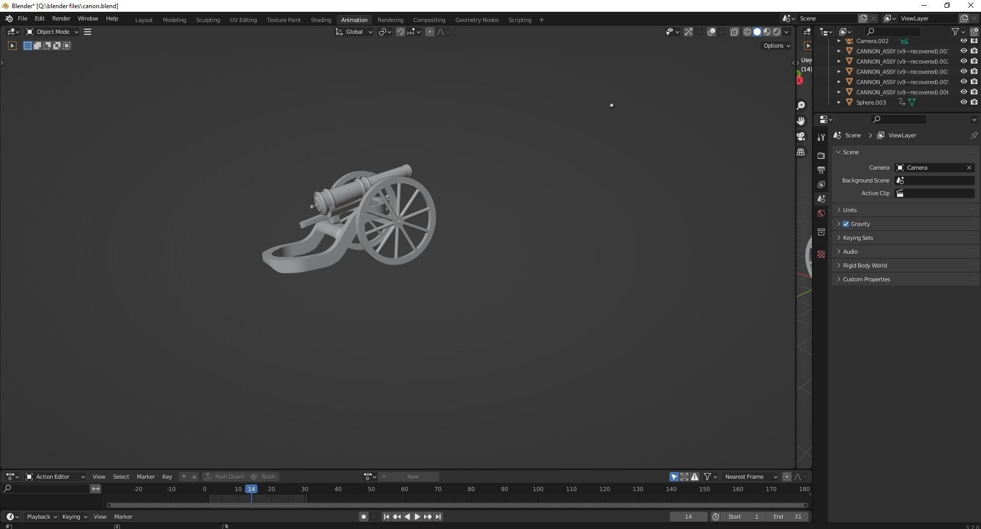 3D model CANON WITH ANIMATION VR / AR / low-poly | CGTrader