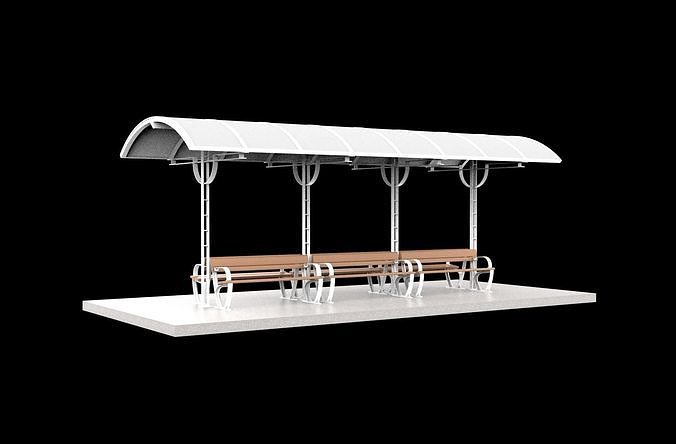 canopy stop bus station shelter halte 3D model | CGTrader
