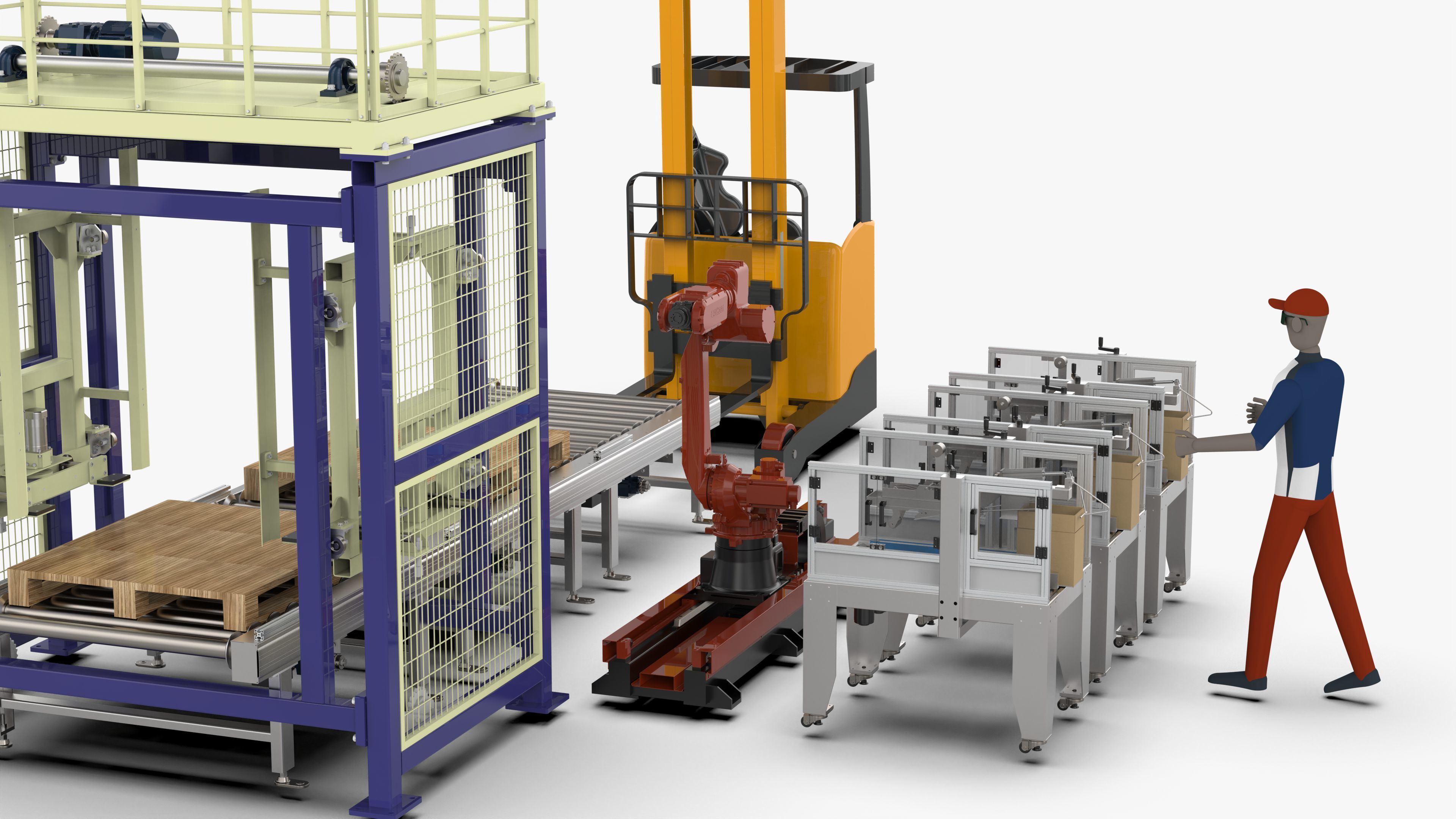 Automatic Cartons Packaging and Palletizing Machine 3D model | CGTrader
