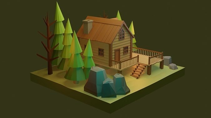 3D model Low Poly Wooden House 3 VR / AR / low-poly | CGTrader