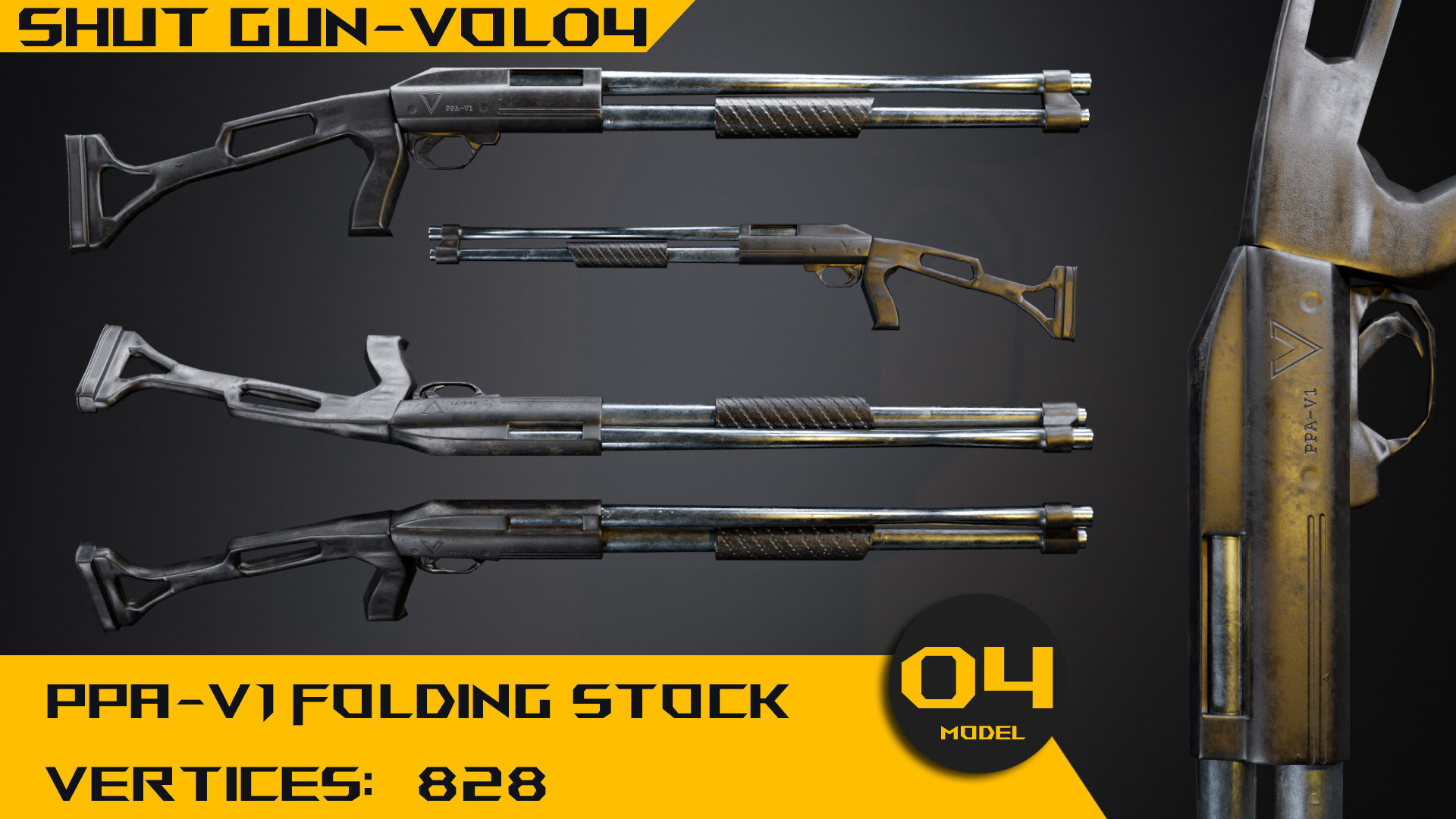 3D model Gun -4 shut gun 3D mode -vol 04 VR / AR / low-poly | CGTrader