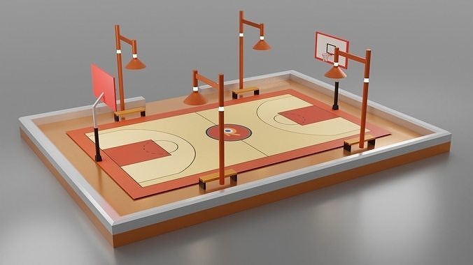 3D model low poly Basketball court low poly model VR / AR / low-poly ...