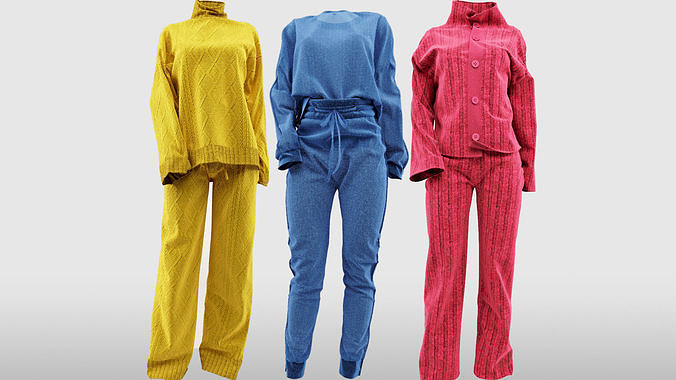 3 realistic knit outfits 3D model rigged | CGTrader