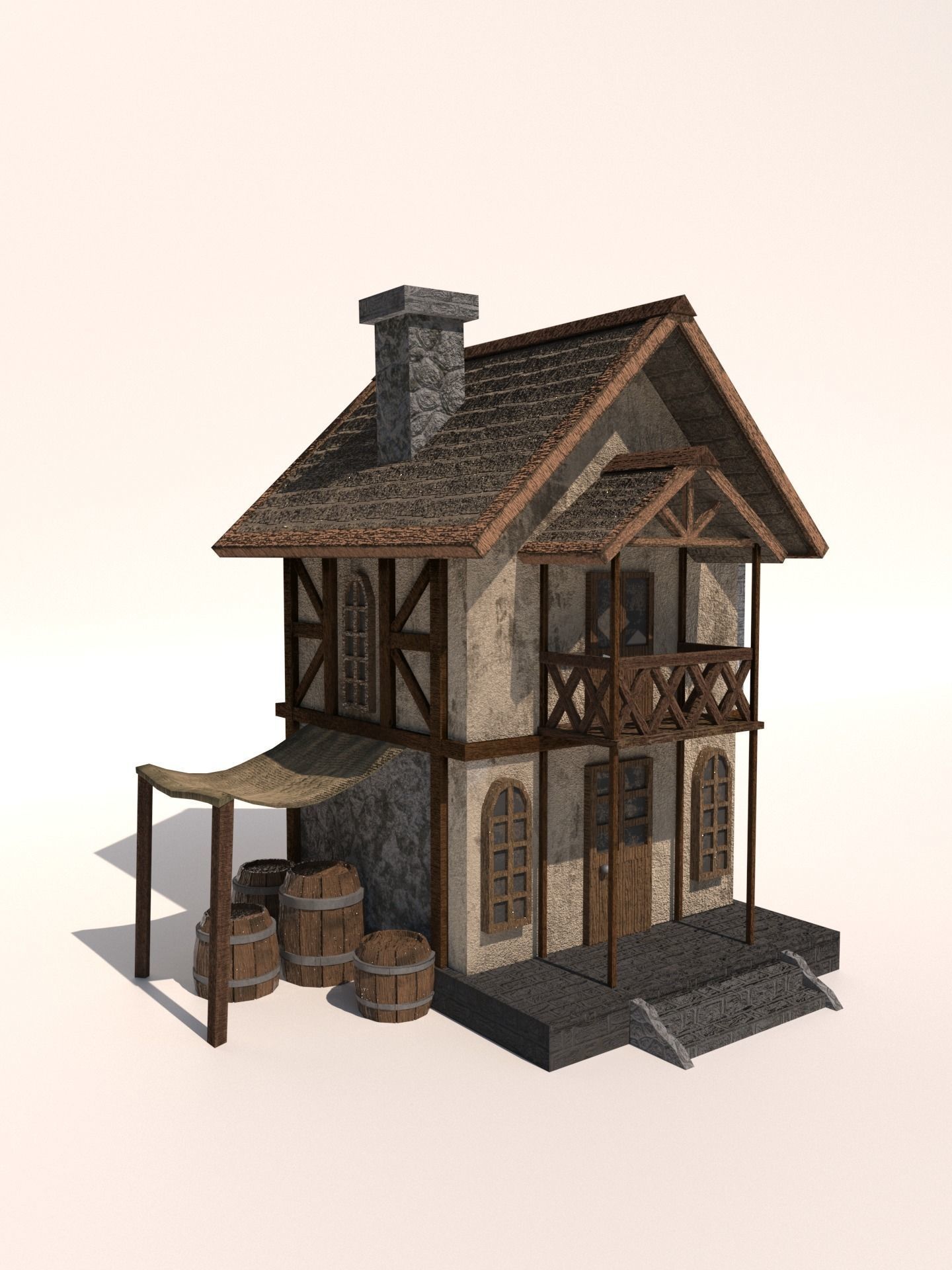 3D model Medieval low-poly house VR / AR / low-poly | CGTrader