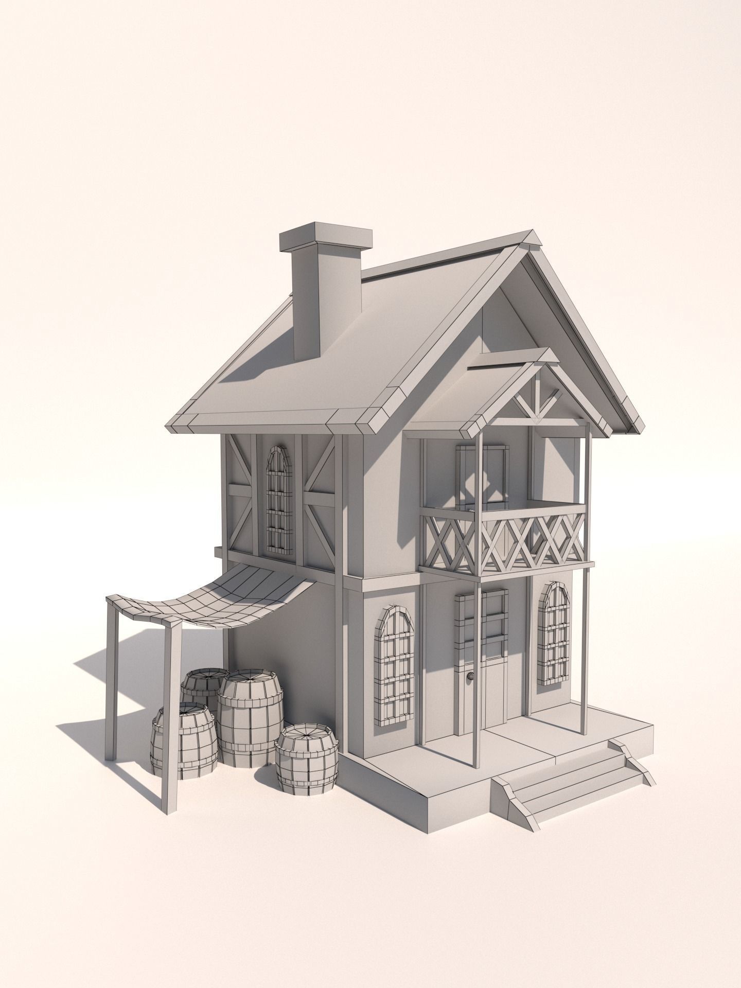 3D model Medieval low-poly house VR / AR / low-poly | CGTrader