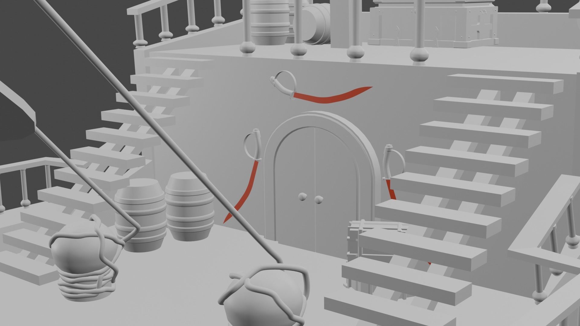 Pirate ship boat no texture blender 3D model | CGTrader