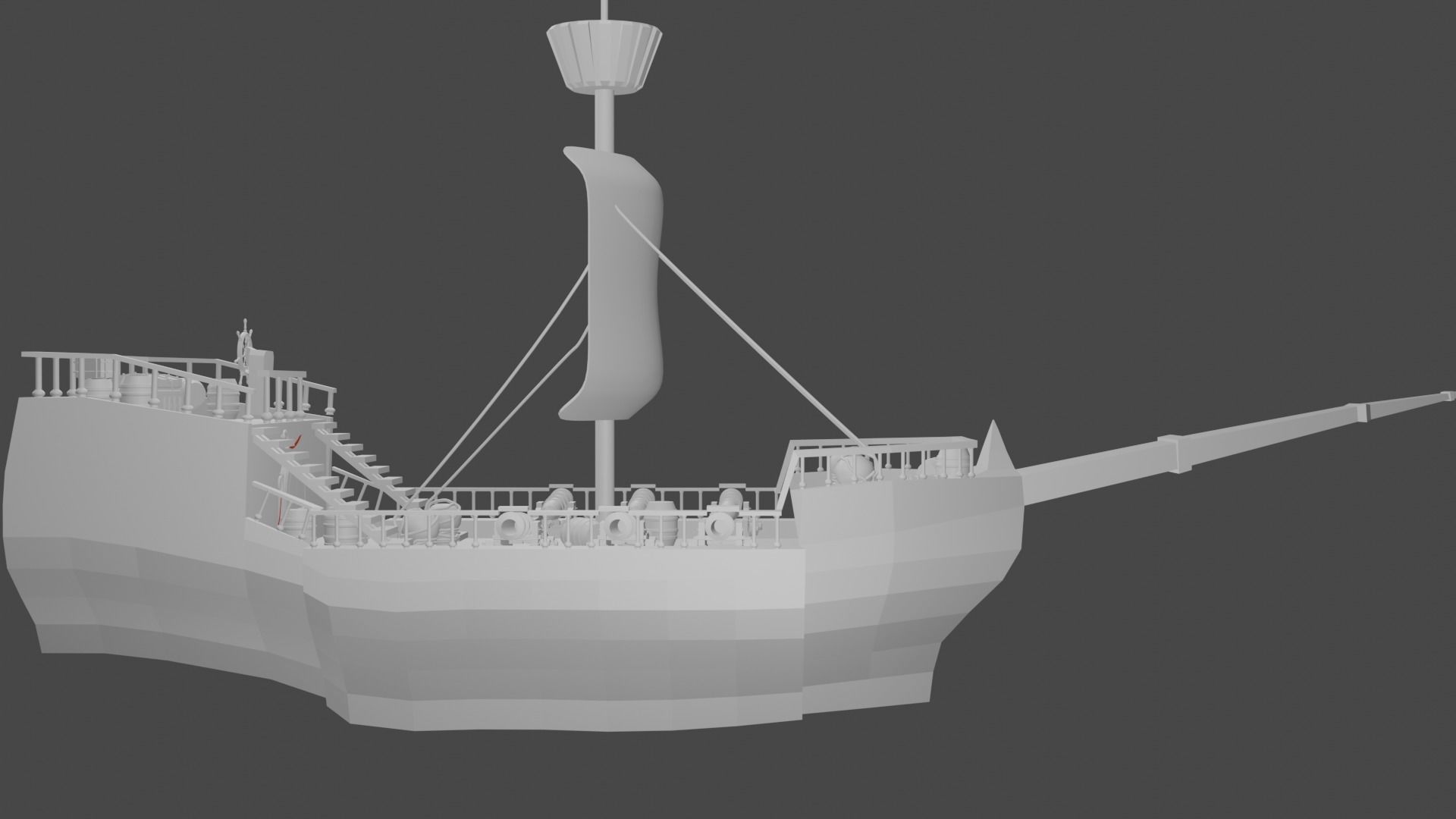Pirate ship boat no texture blender 3D model | CGTrader