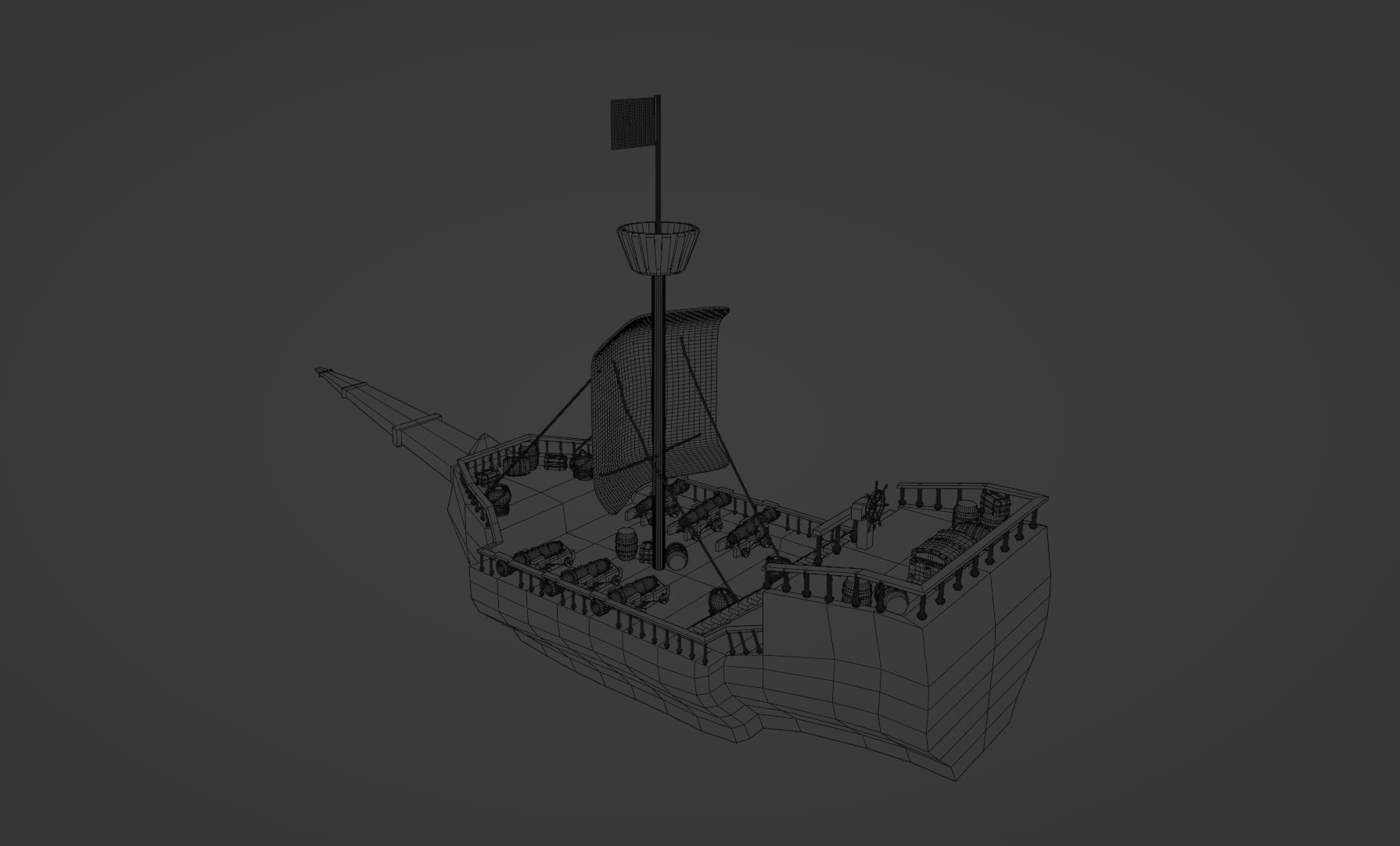 Pirate ship boat no texture blender 3D model | CGTrader