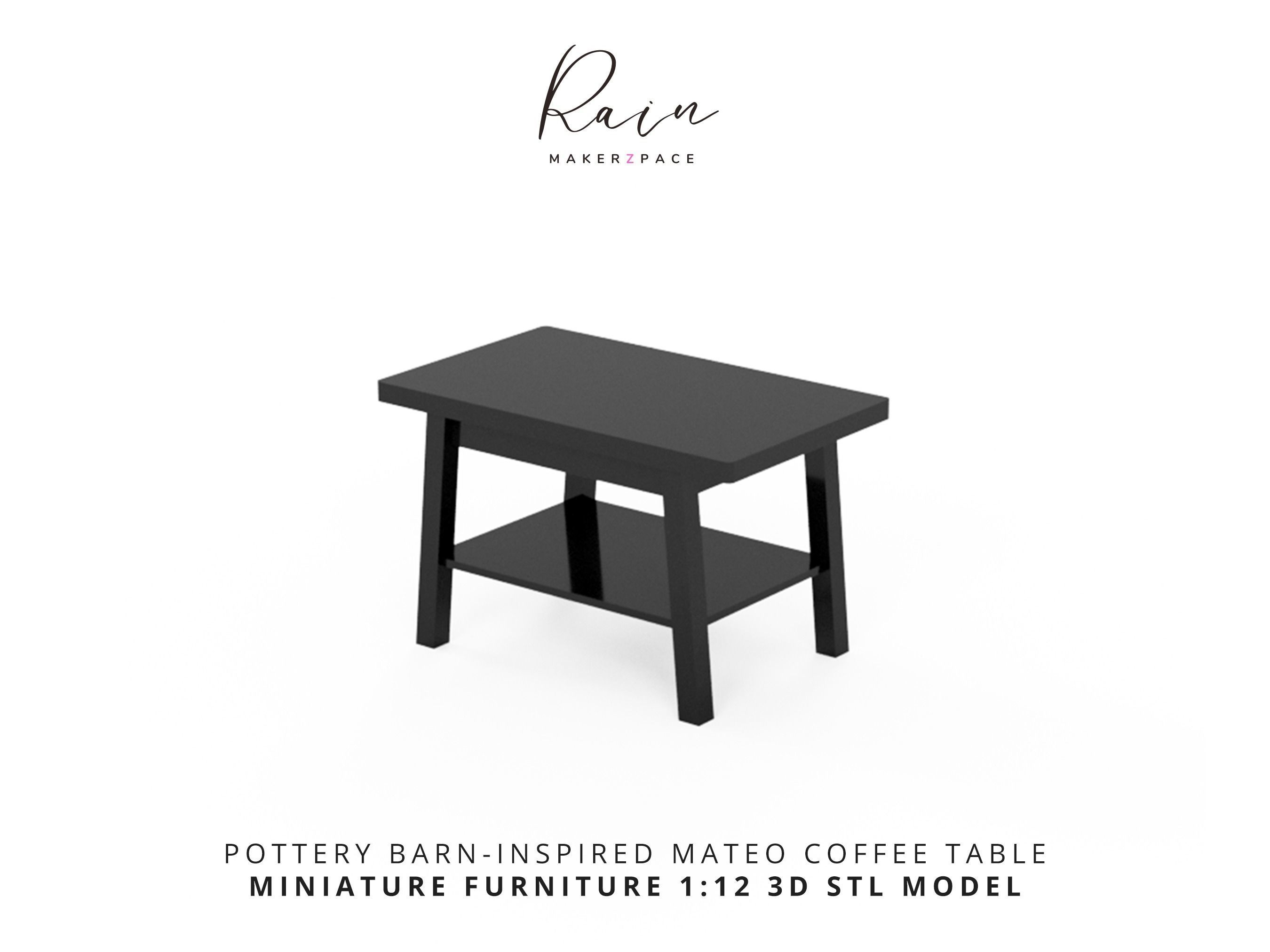 POTTERY BARN INSPIRED MATEO RECTANGULAR COFFEE TABLE 3D model 3D ...