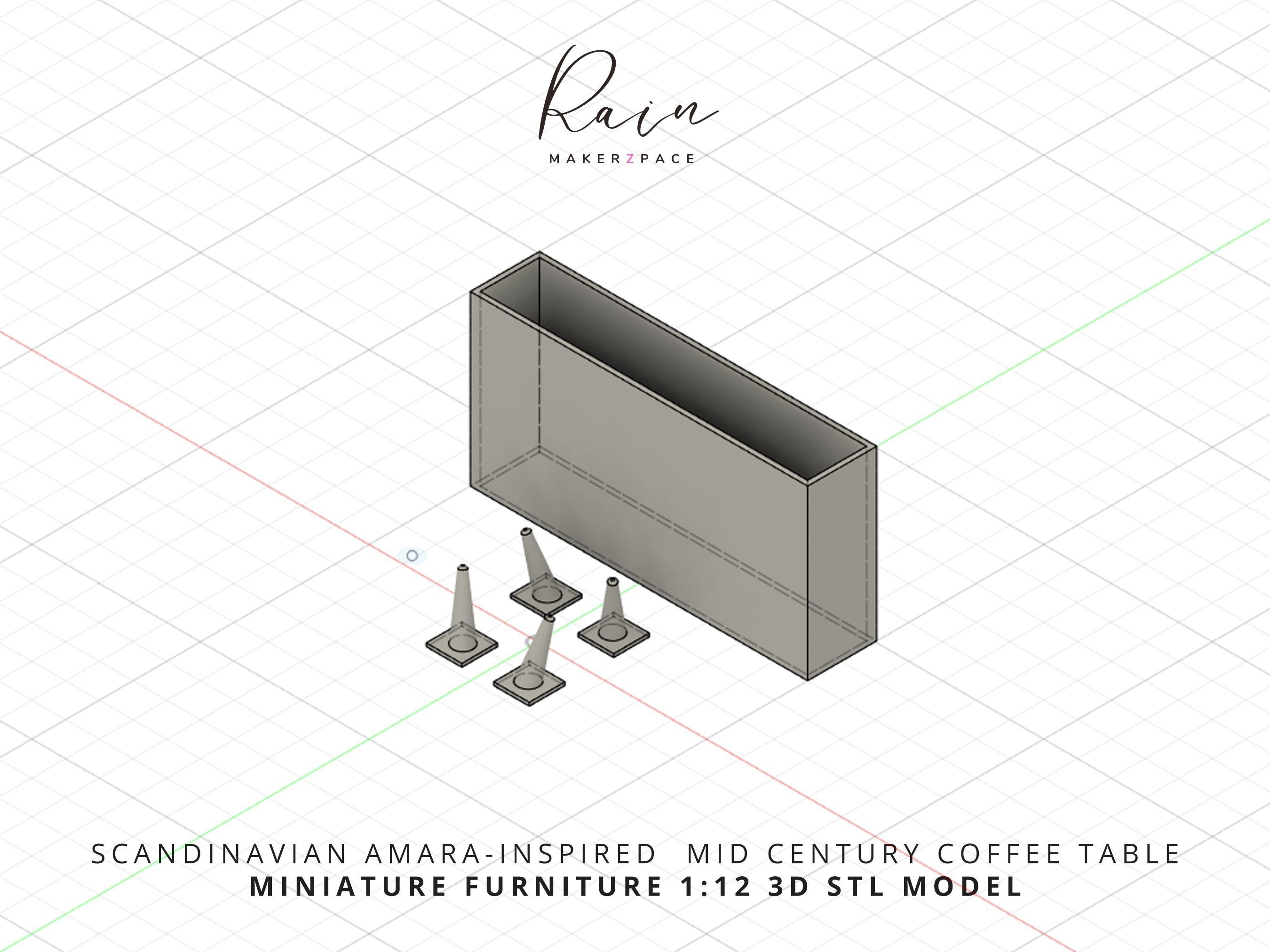 COFFEE TABLE WITH OPEN SHELF MINIATURE TABLE 3D model 3D printable ...