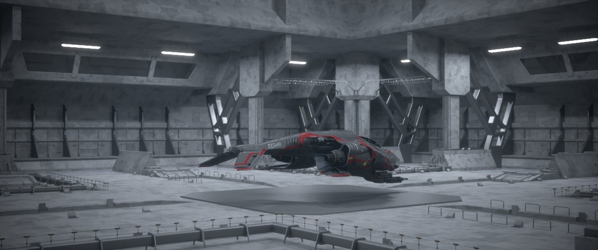 3D model 3D Sci Fi Hangar Interior VR / AR / low-poly | CGTrader